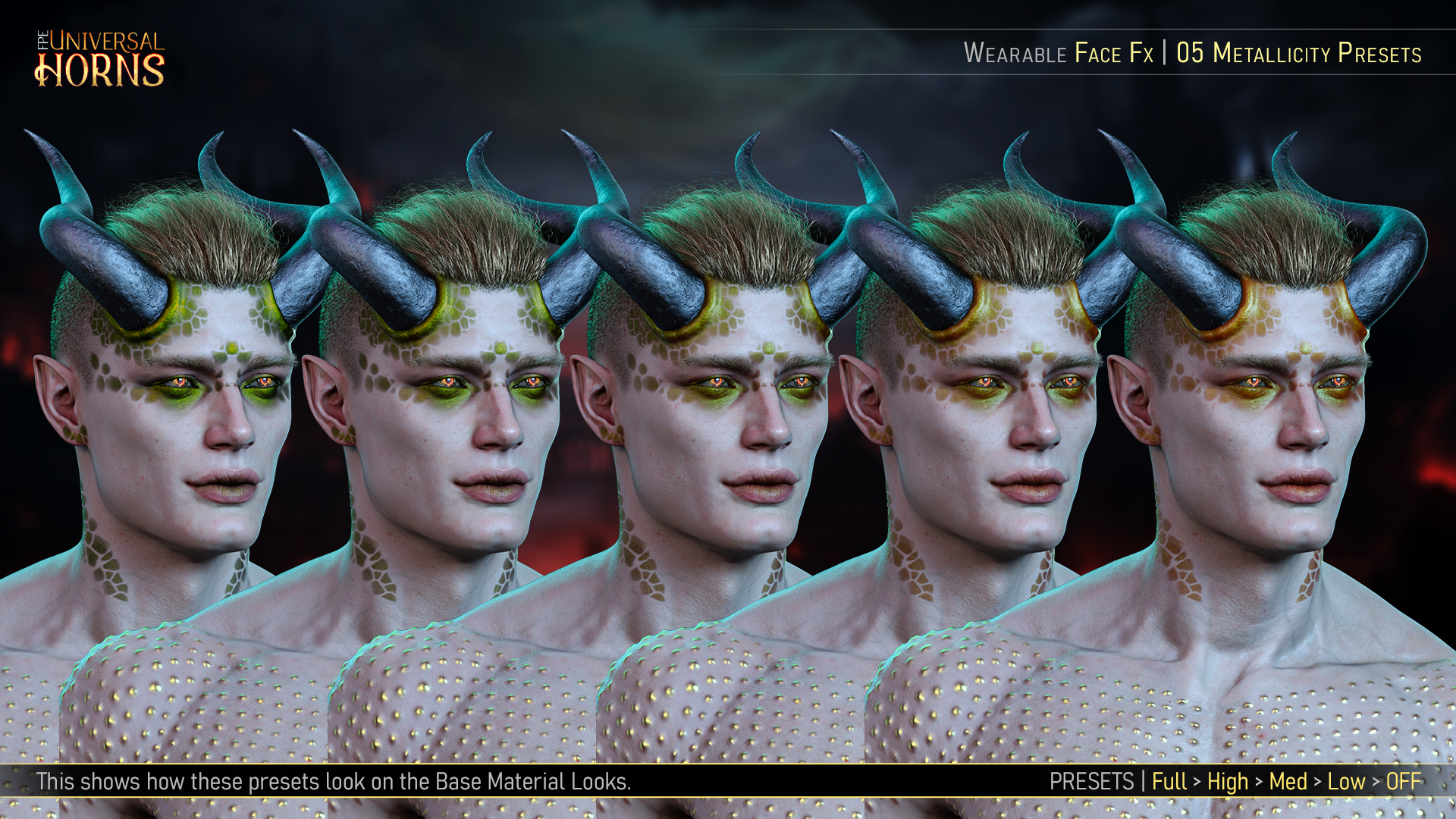 FPE Universal Horns for Genesis 8.1 Male | Daz 3D