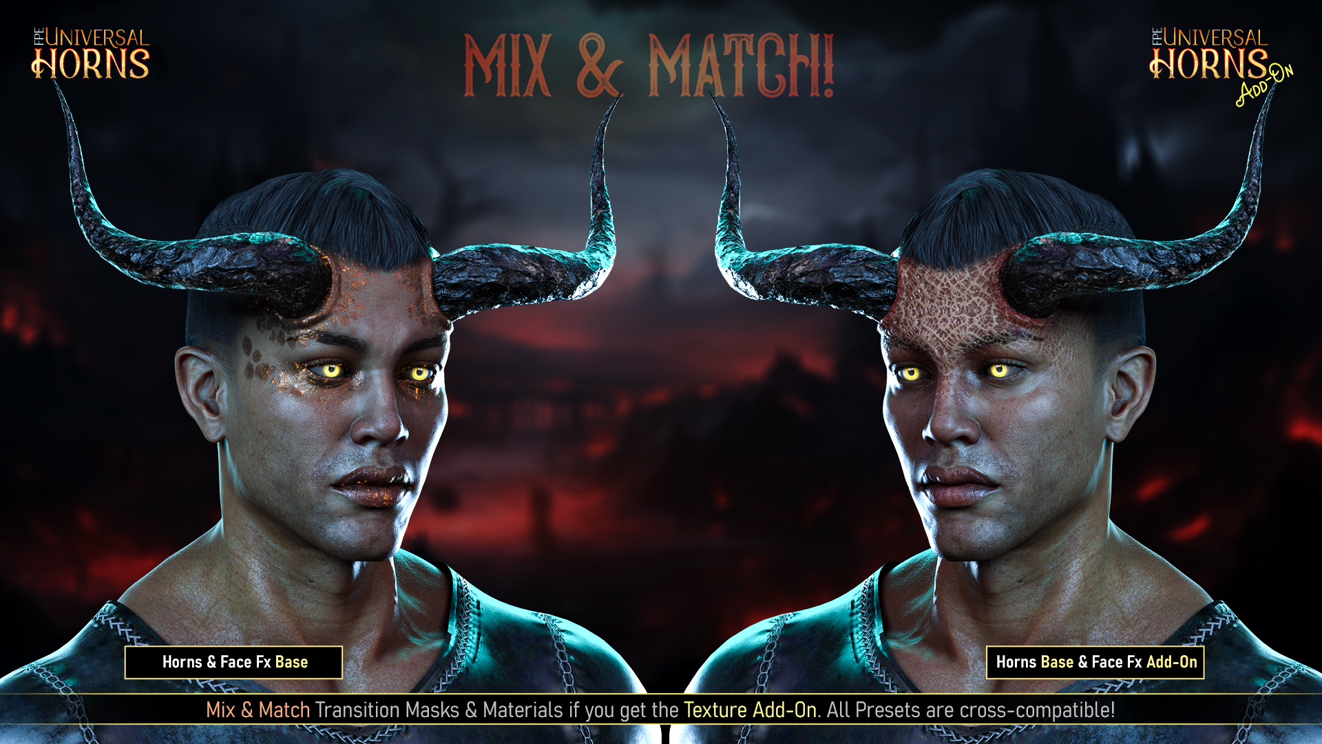 FPE Universal Horns for Genesis 8.1 Male | Daz 3D