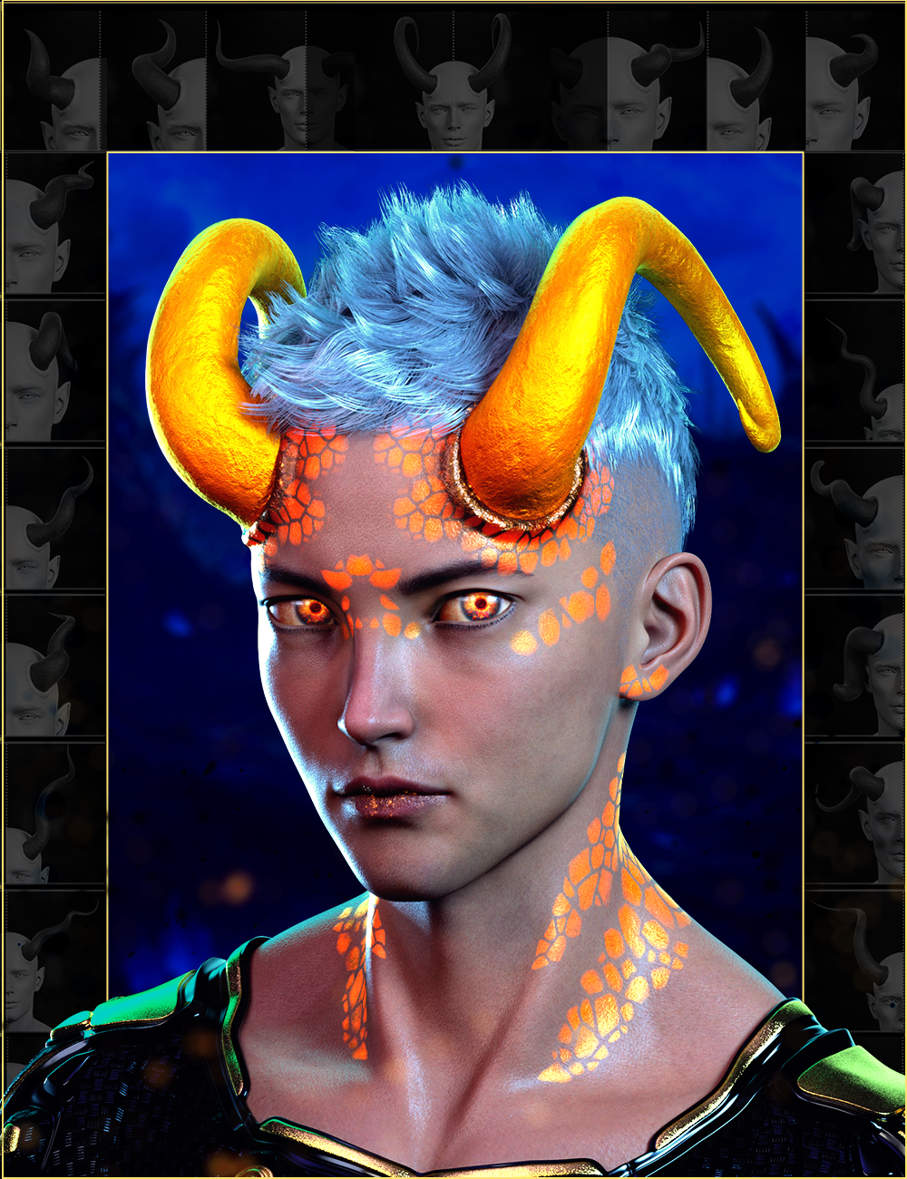 FPE Universal Horns for Genesis 8.1 Male | Daz 3D