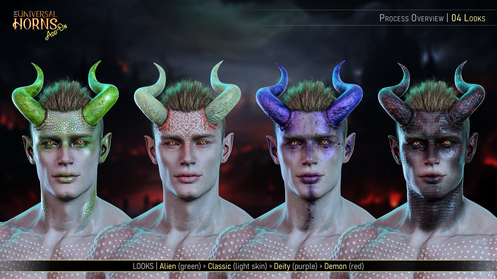 FPE Universal Horns Add-On Textures for Genesis 8.1 Male | Daz 3D