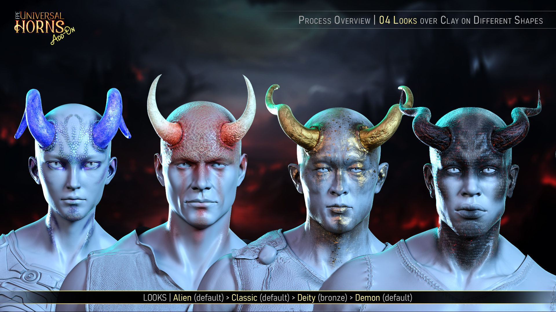 FPE Universal Horns Add-On Textures for Genesis 8.1 Male | Daz 3D