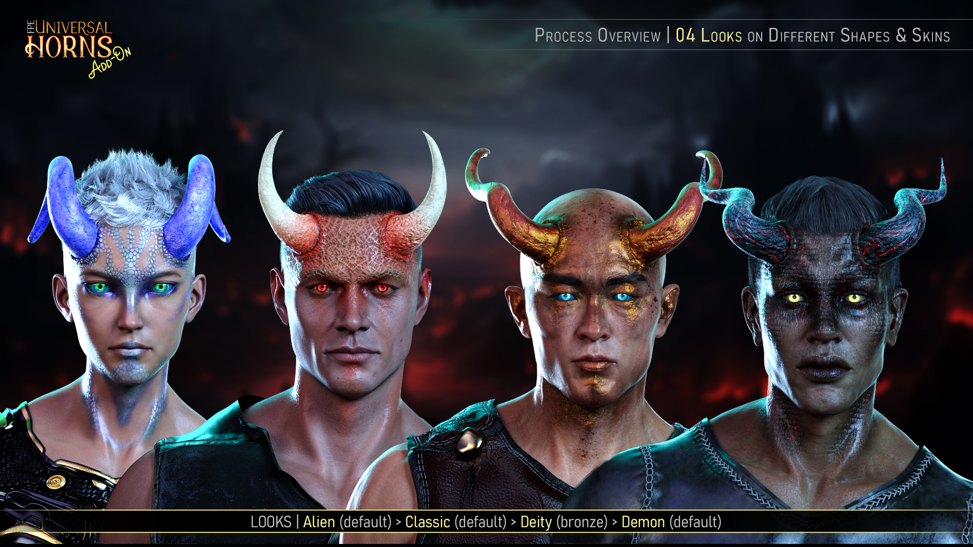 FPE Universal Horns Add-On Textures for Genesis 8.1 Male | Daz 3D