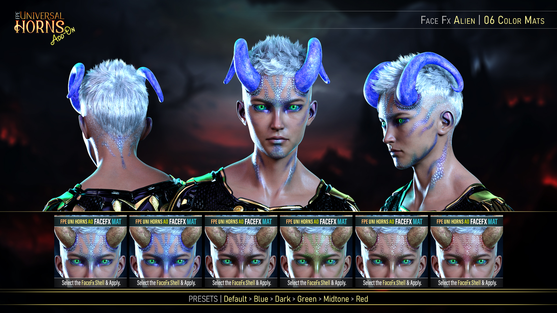 FPE Universal Horns Add-On Textures for Genesis 8.1 Male | Daz 3D