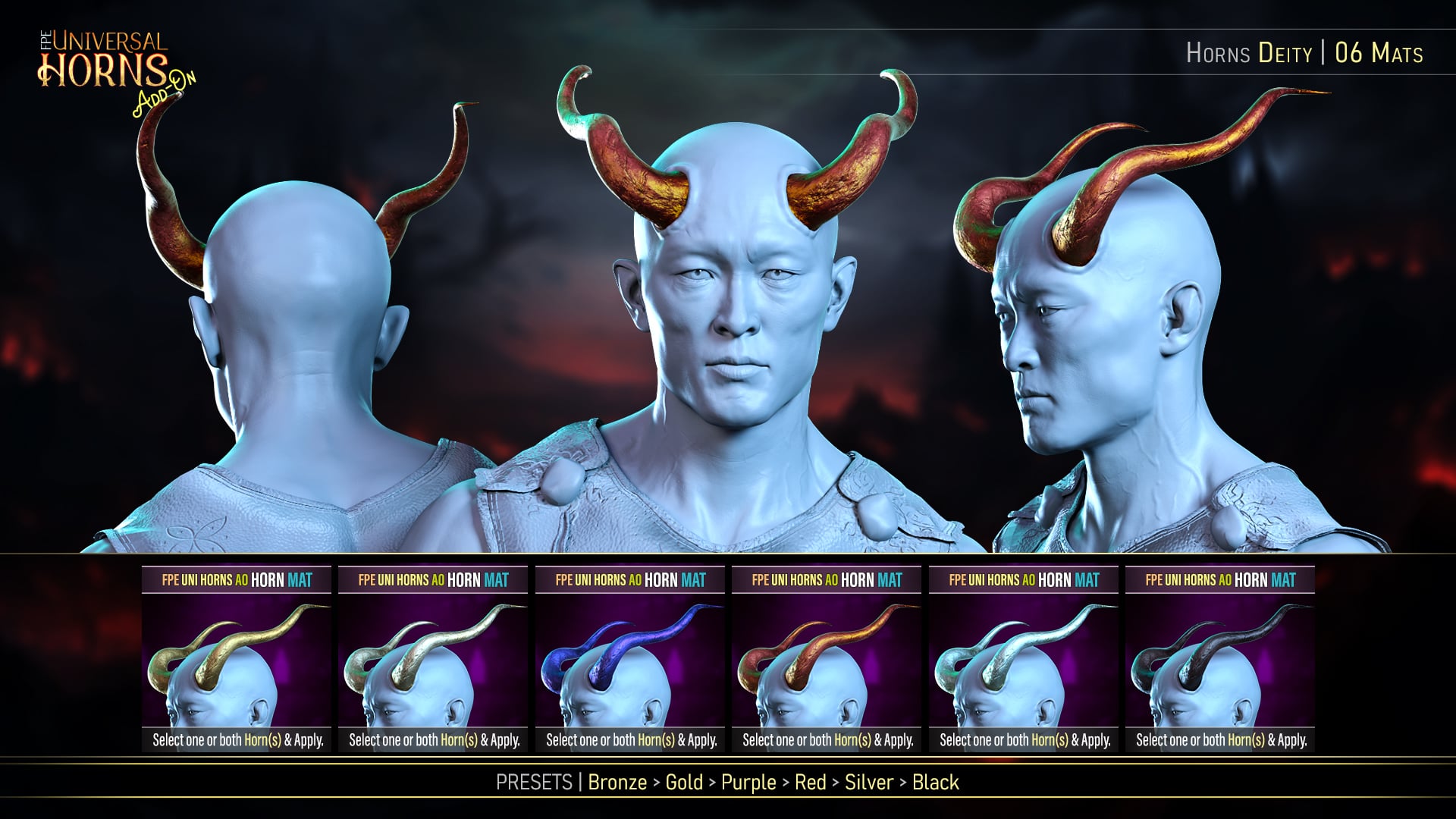 FPE Universal Horns Add-On Textures for Genesis 8.1 Male | Daz 3D