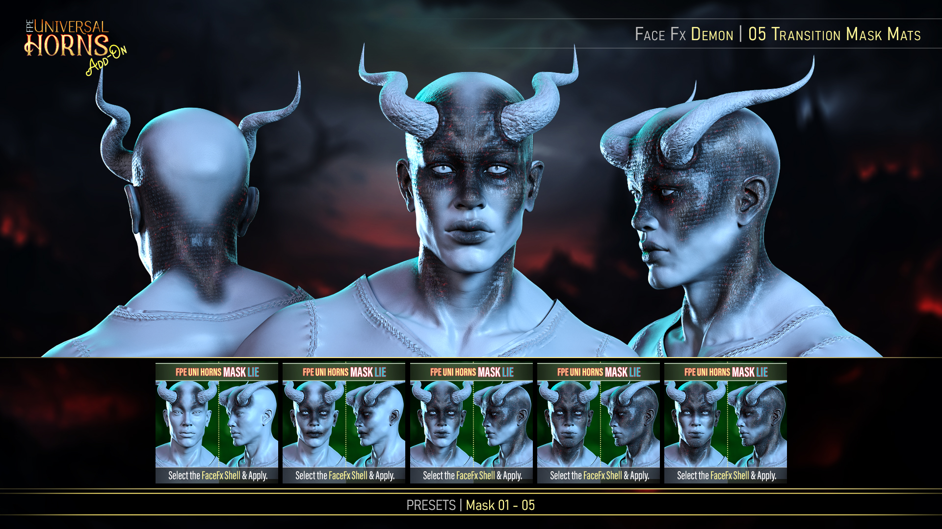 FPE Universal Horns Add-On Textures for Genesis 8.1 Male | Daz 3D