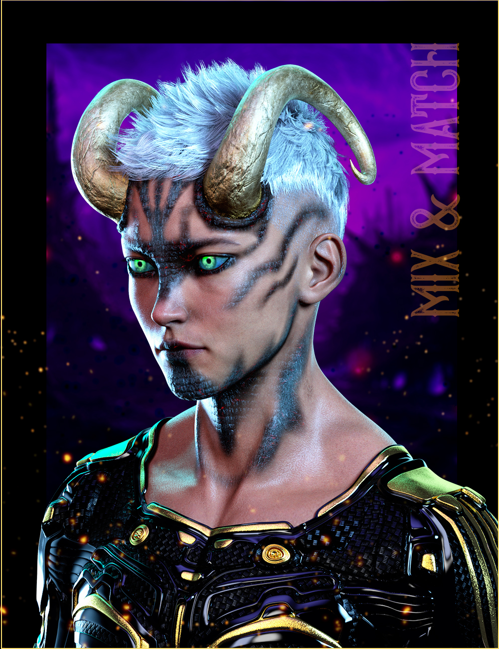 FPE Universal Horns Add-On Textures for Genesis 8.1 Male | Daz 3D