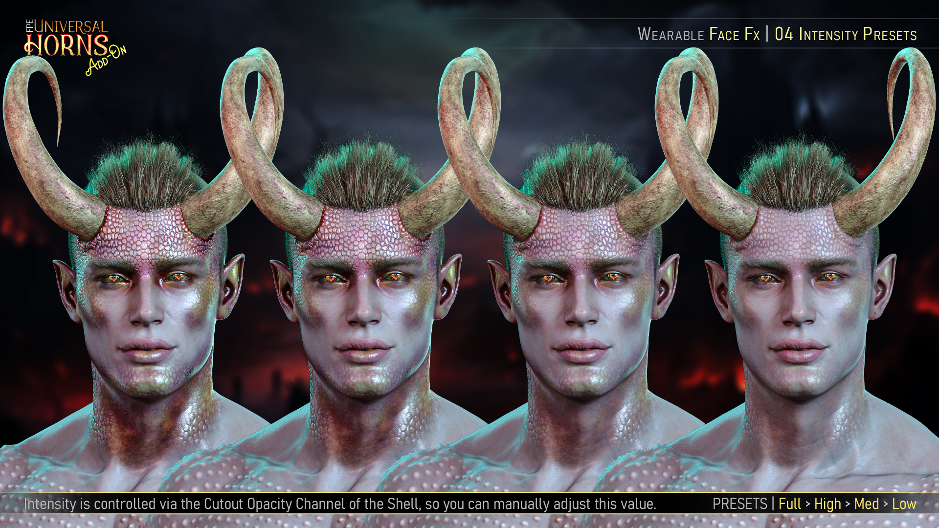 FPE Universal Horns Add-On Textures for Genesis 8.1 Male | Daz 3D