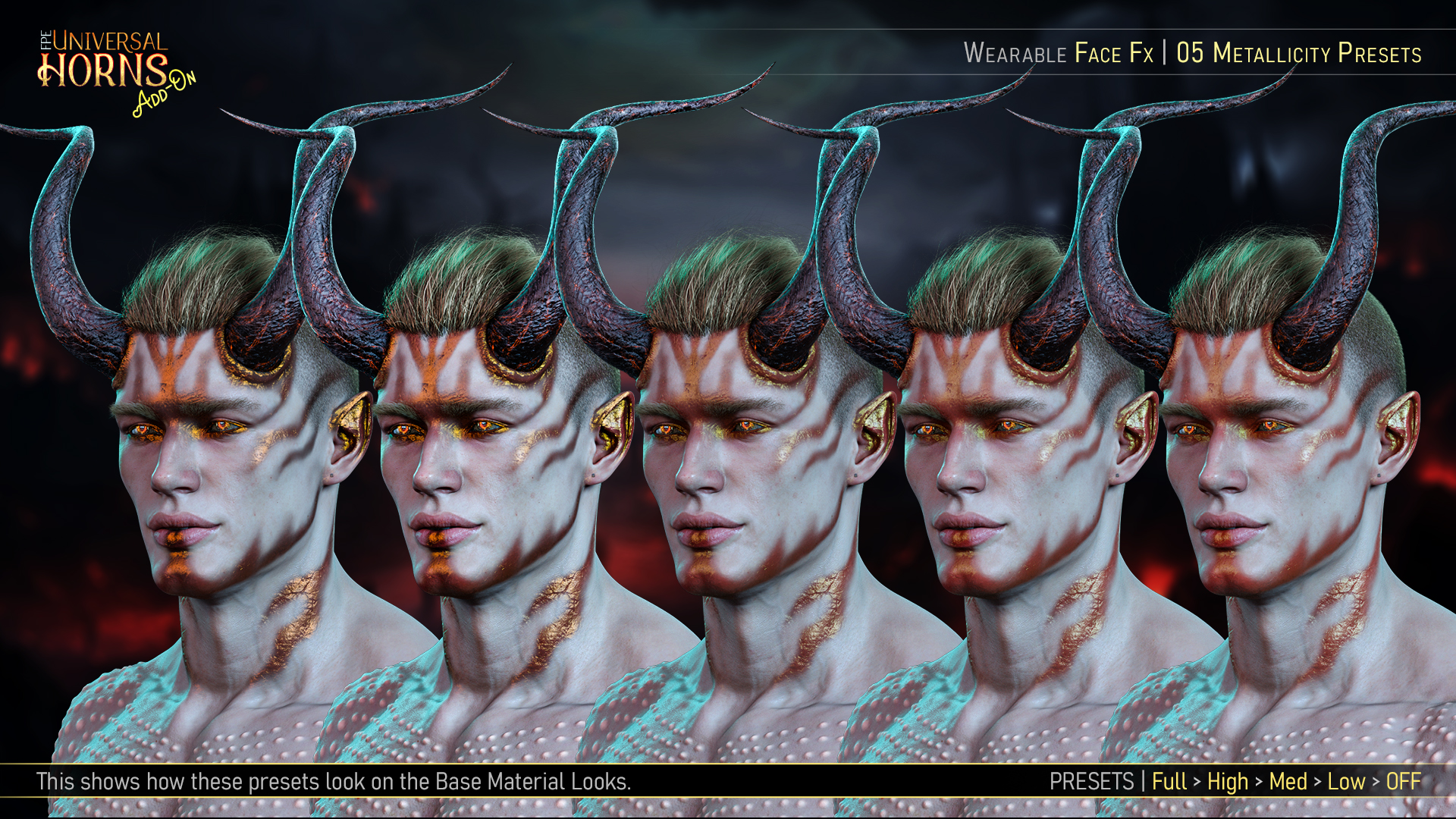 FPE Universal Horns Add-On Textures for Genesis 8.1 Male | Daz 3D