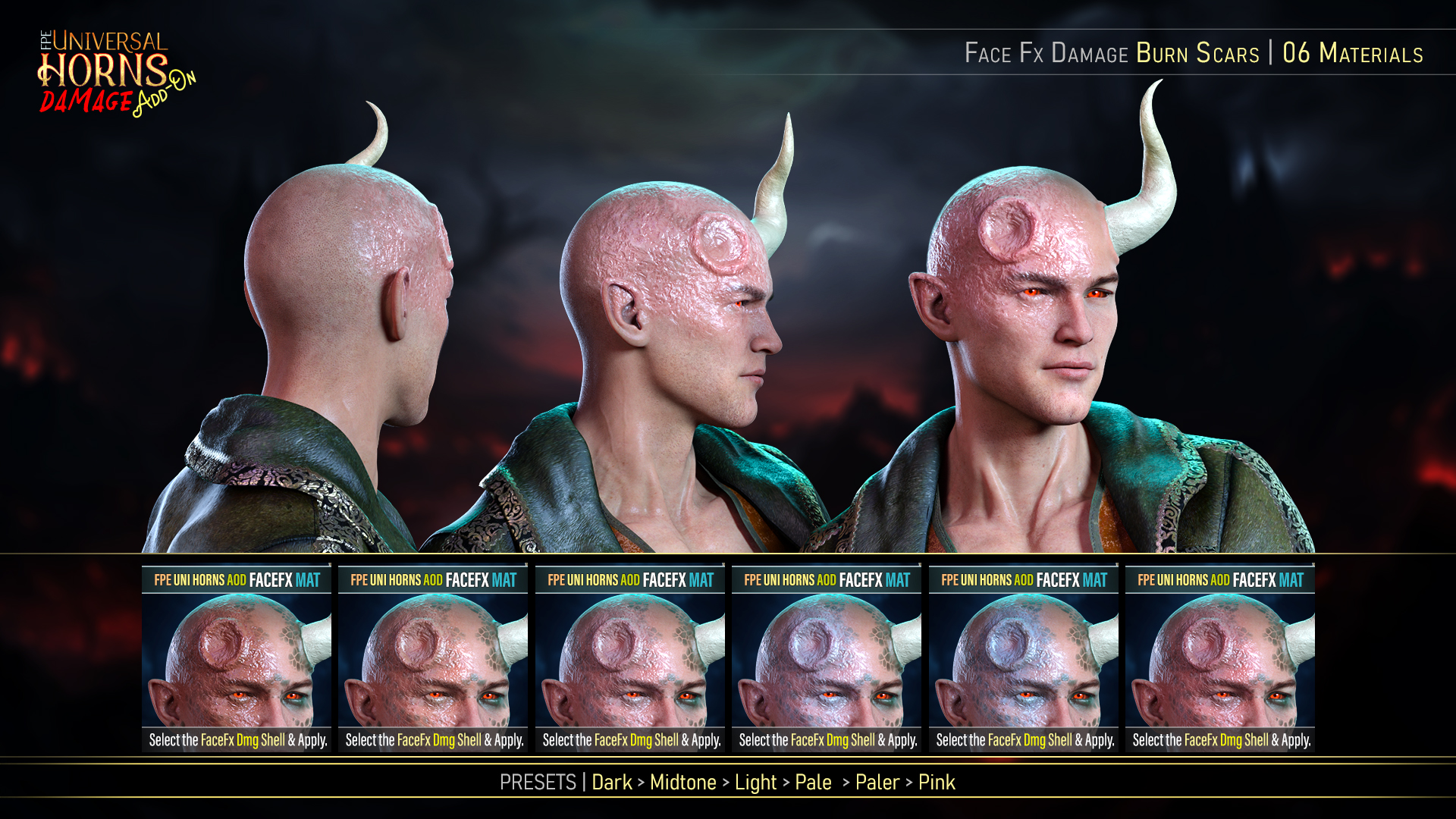 FPE Universal Horns Add-On Damage for Genesis 8.1 Male | Daz 3D