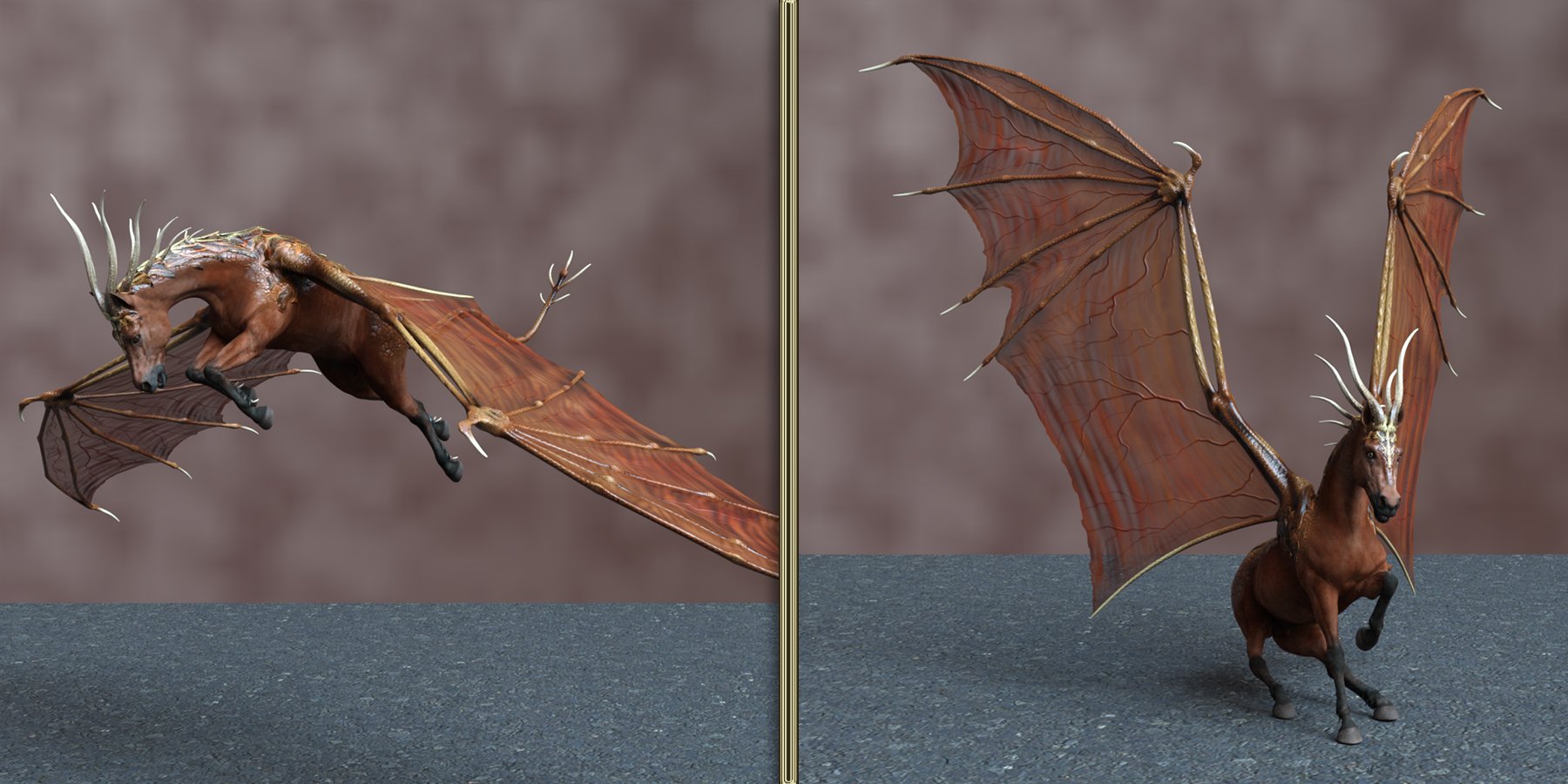 Winged Death Hierarchical Poses for Demon Horse | Daz 3D