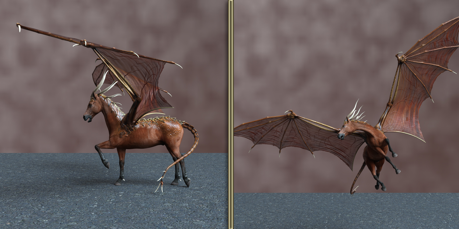 Winged Death Hierarchical Poses for Demon Horse | Daz 3D
