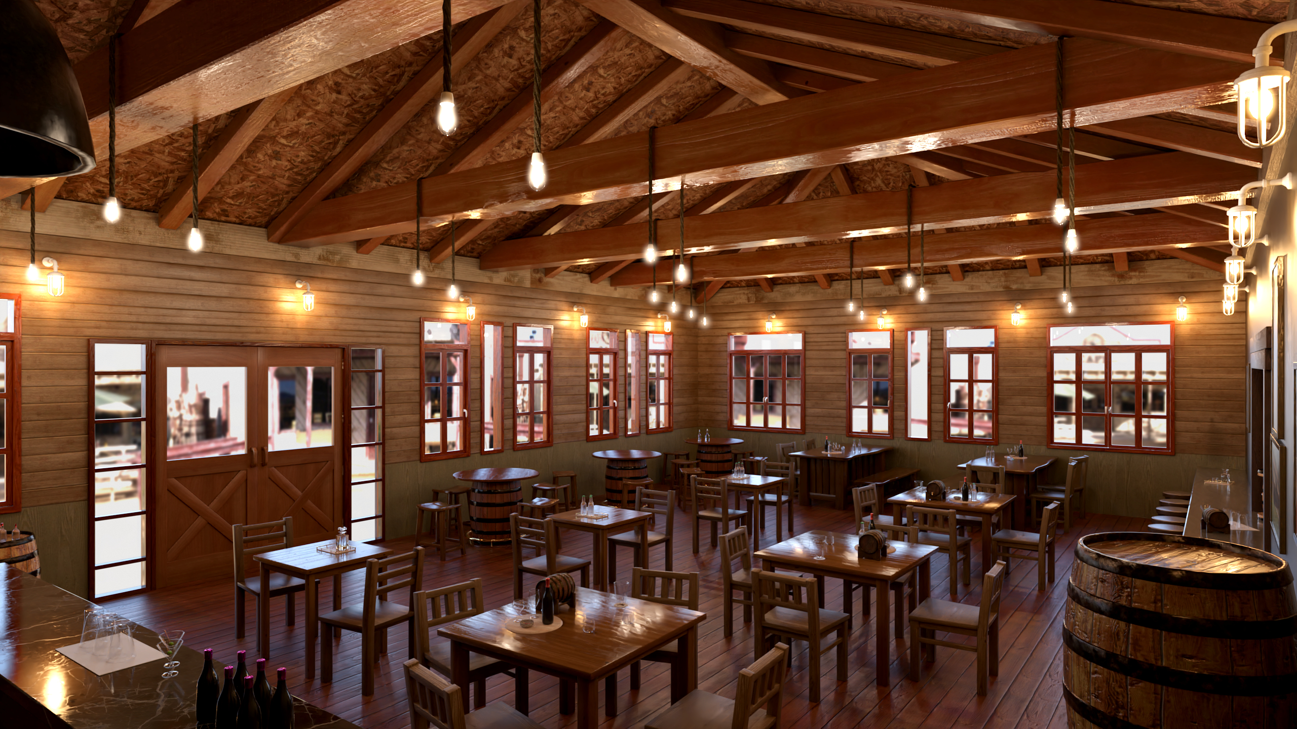 Old Interior Barn Bar | Daz 3D