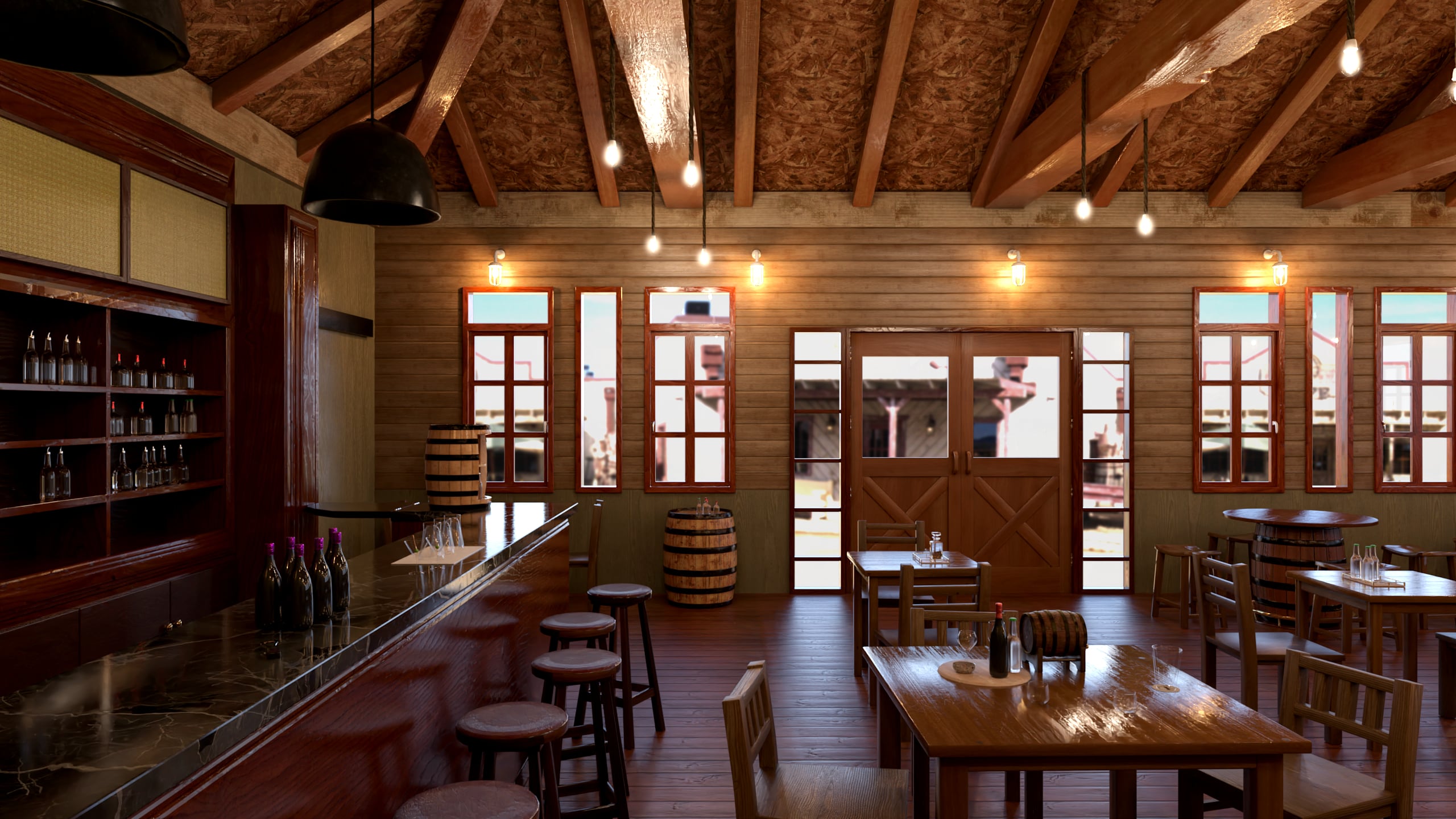 Old Interior Barn Bar | Daz 3D