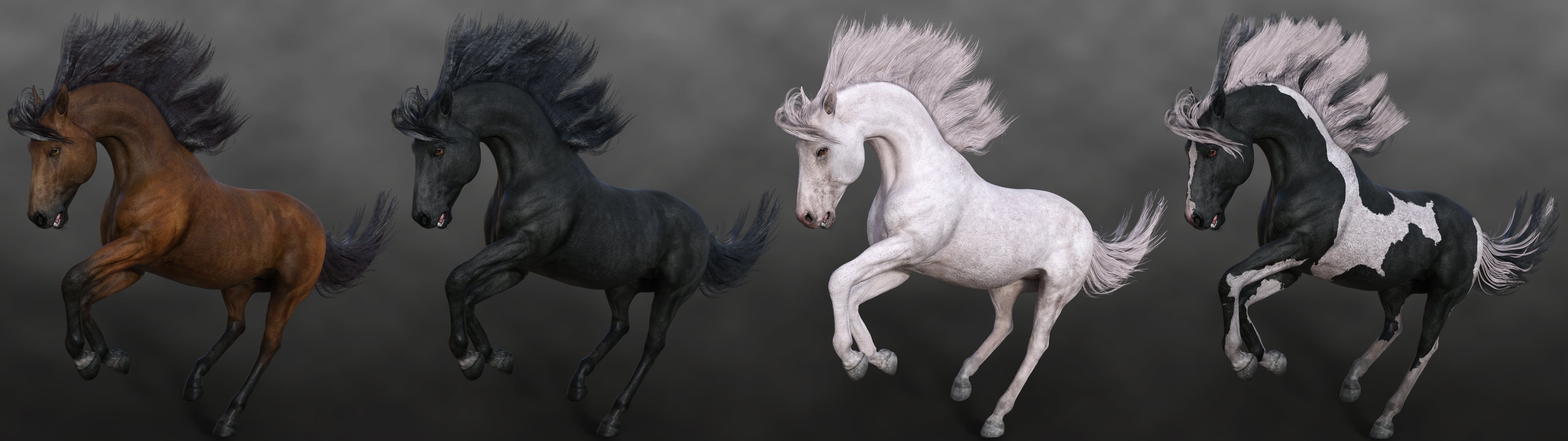 Horse Hair Basic Materials Addon for the Daz Horse 3 | Daz 3D