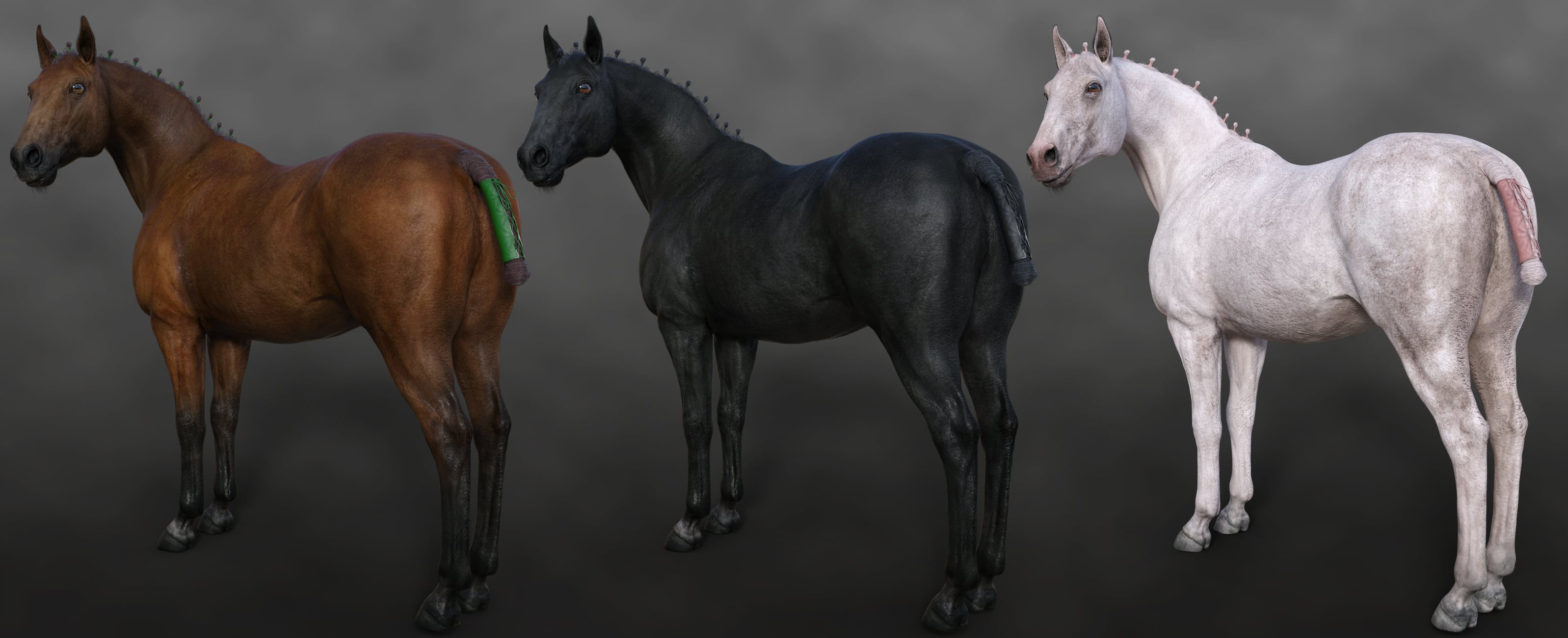 Horse Hair Basic Materials Addon for the Daz Horse 3 | Daz 3D