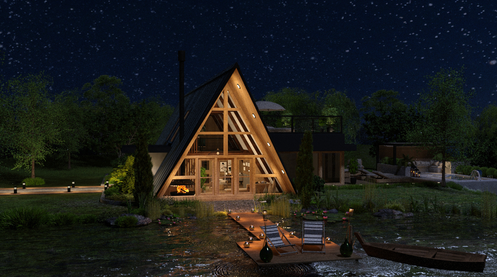 Scandinavian Style A-Frame House AddOn: Living Room | Daz 3D