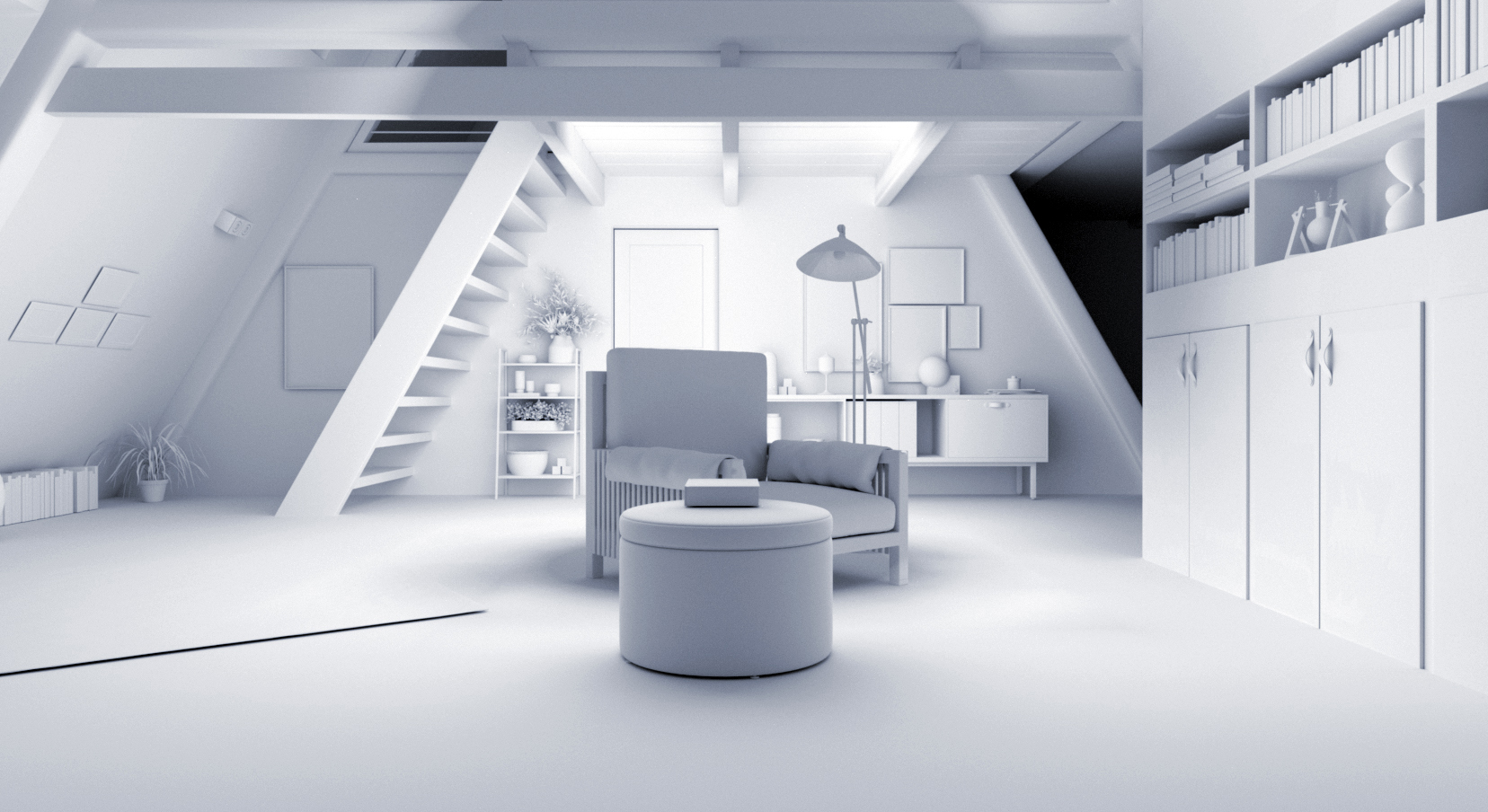 Scandinavian Style A-Frame House AddOn: Living Room | Daz 3D