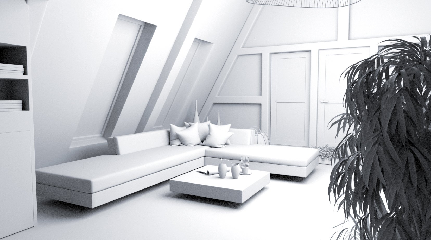 Scandinavian Style A-Frame House AddOn: Living Room | Daz 3D