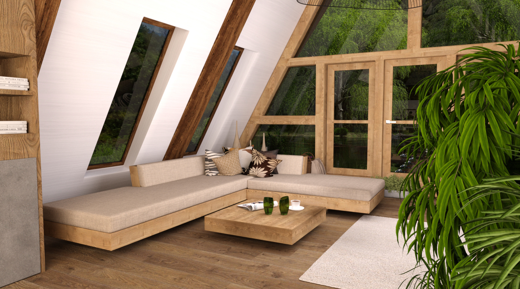 Scandinavian Style A-Frame House AddOn: Living Room | Daz 3D