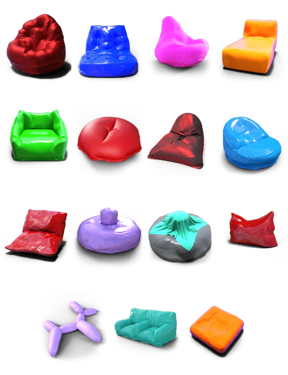 GNBD Bean Bag Props and Genesis 9 Poses | Daz 3D