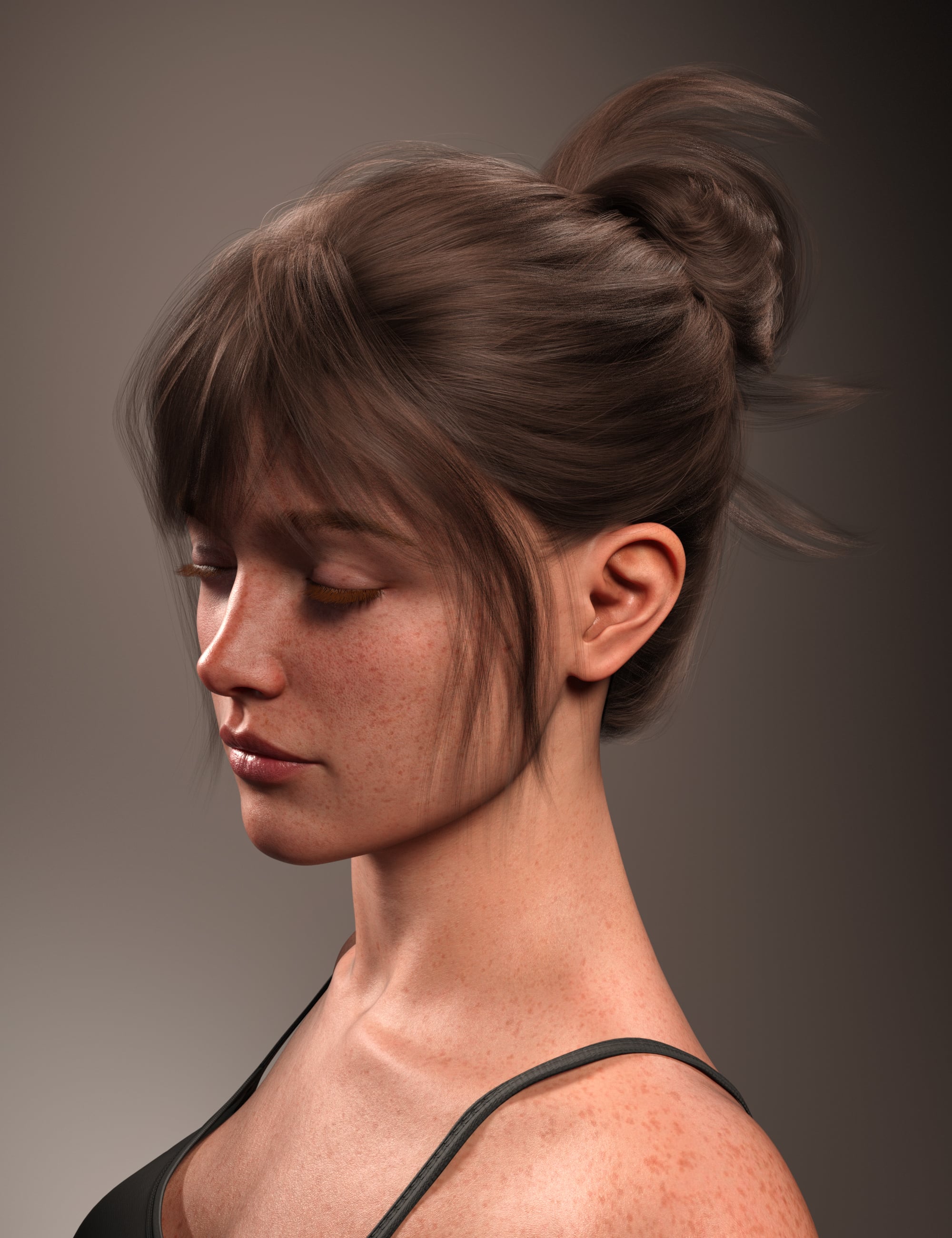 FE Messy Bun Updo Hair for Genesis 9 | Daz 3D