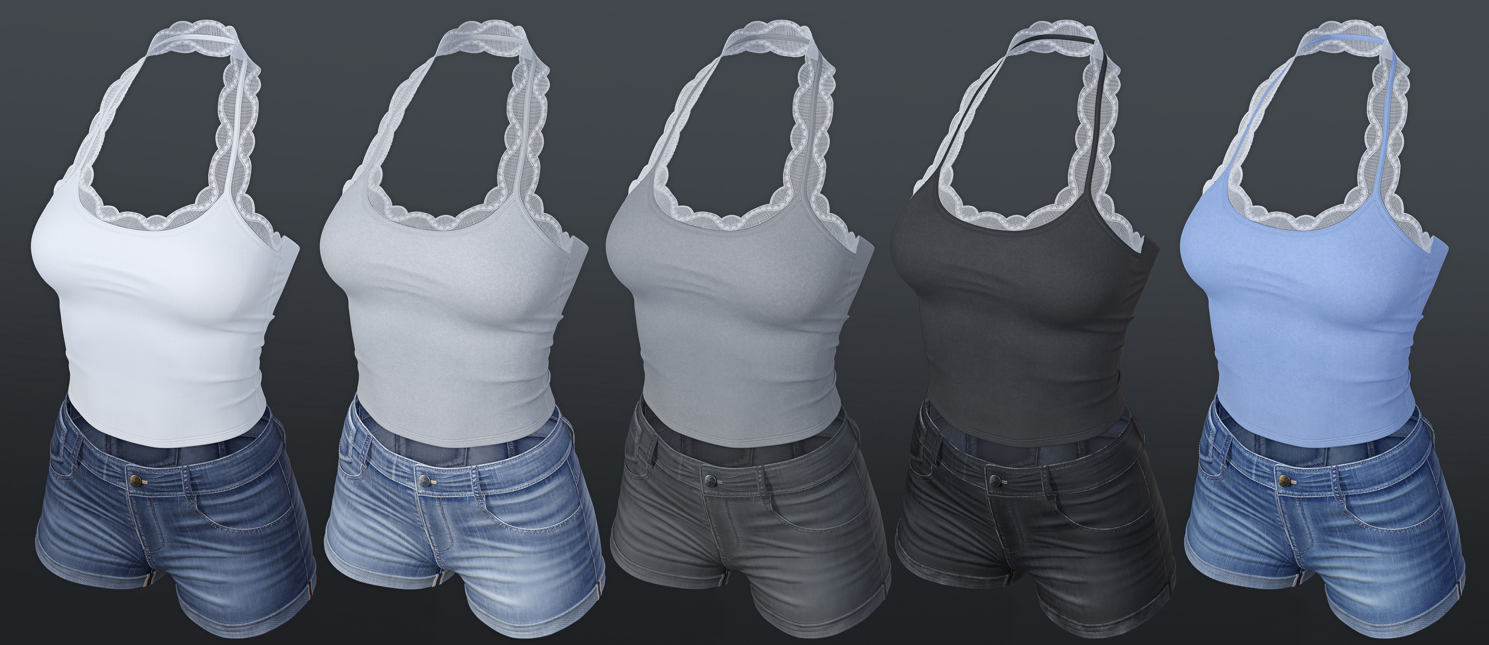 dForce SU Jeans Vest Suit for Genesis 9, 8.1, and 8 Female | Daz 3D