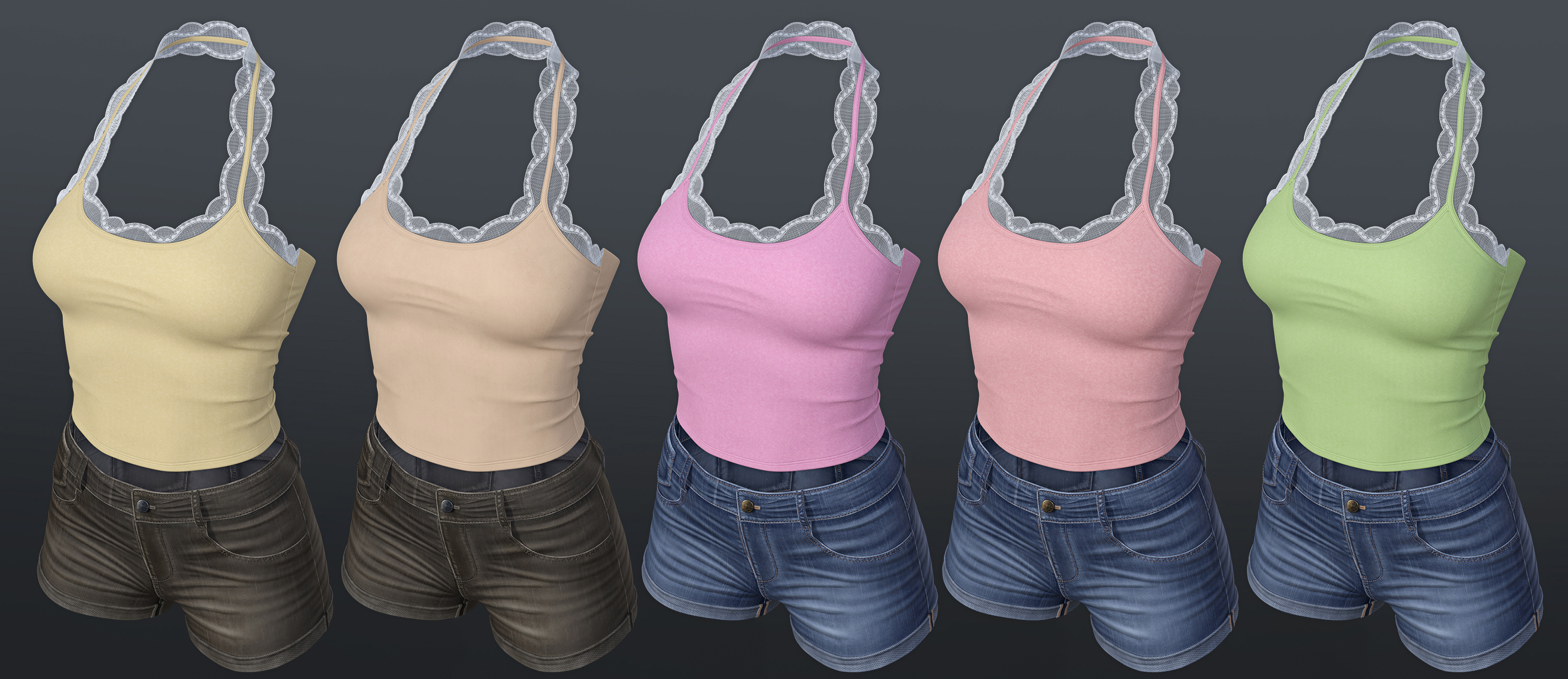 dForce SU Jeans Vest Suit for Genesis 9, 8.1, and 8 Female | Daz 3D