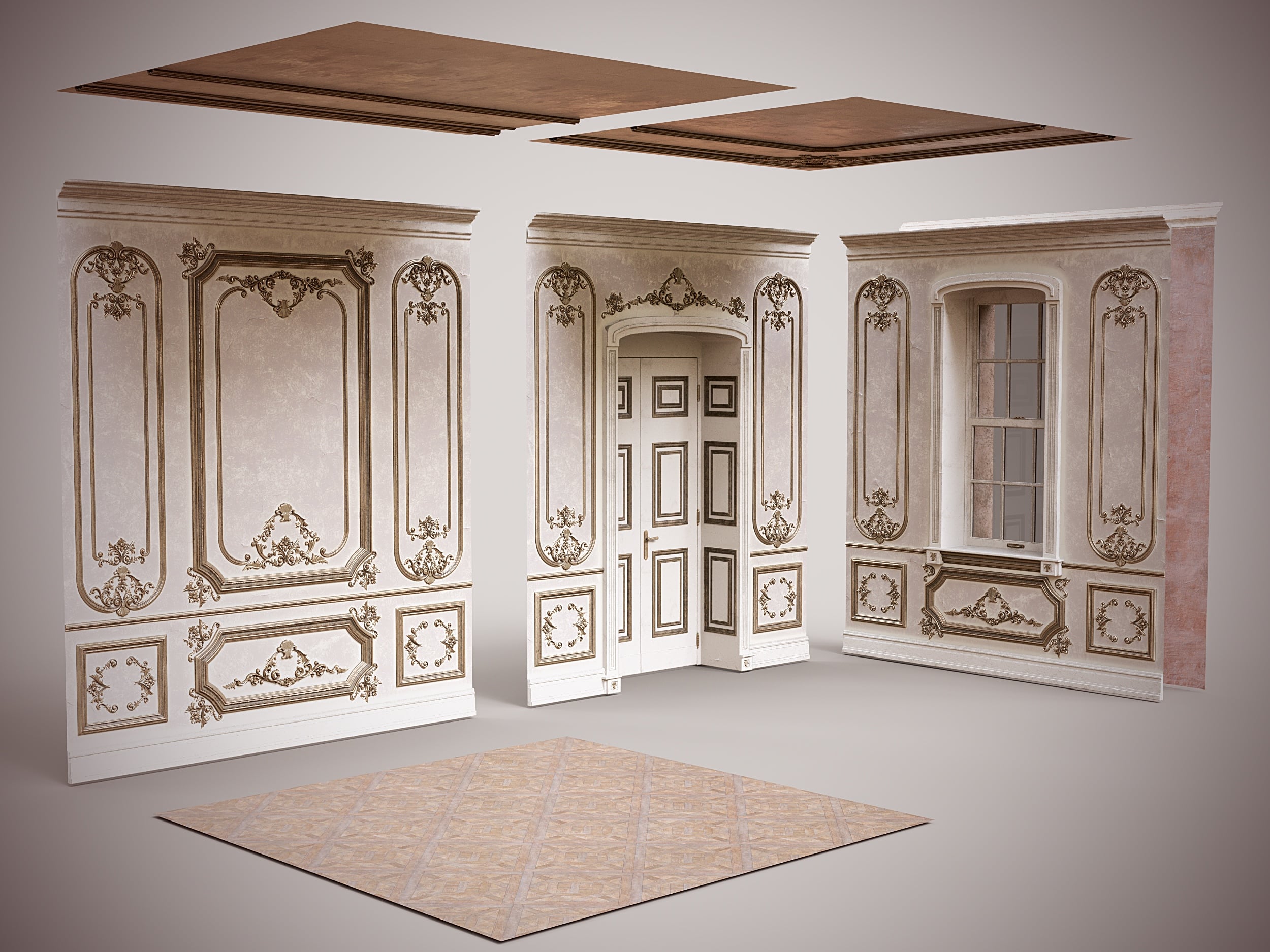 Rococo Revival Walls Vignette Kit | Daz 3D