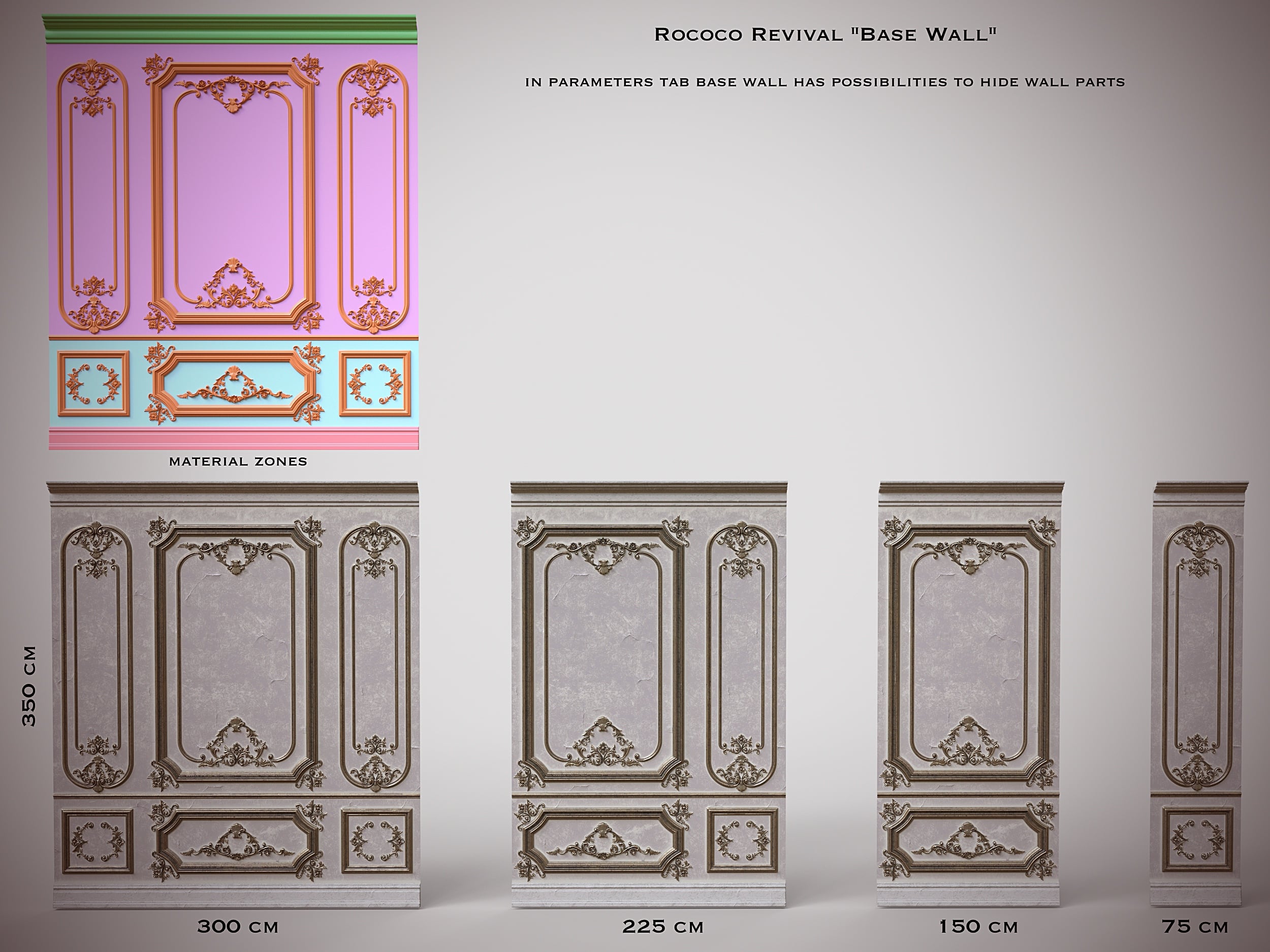 Rococo Revival Walls Vignette Kit | Daz 3D
