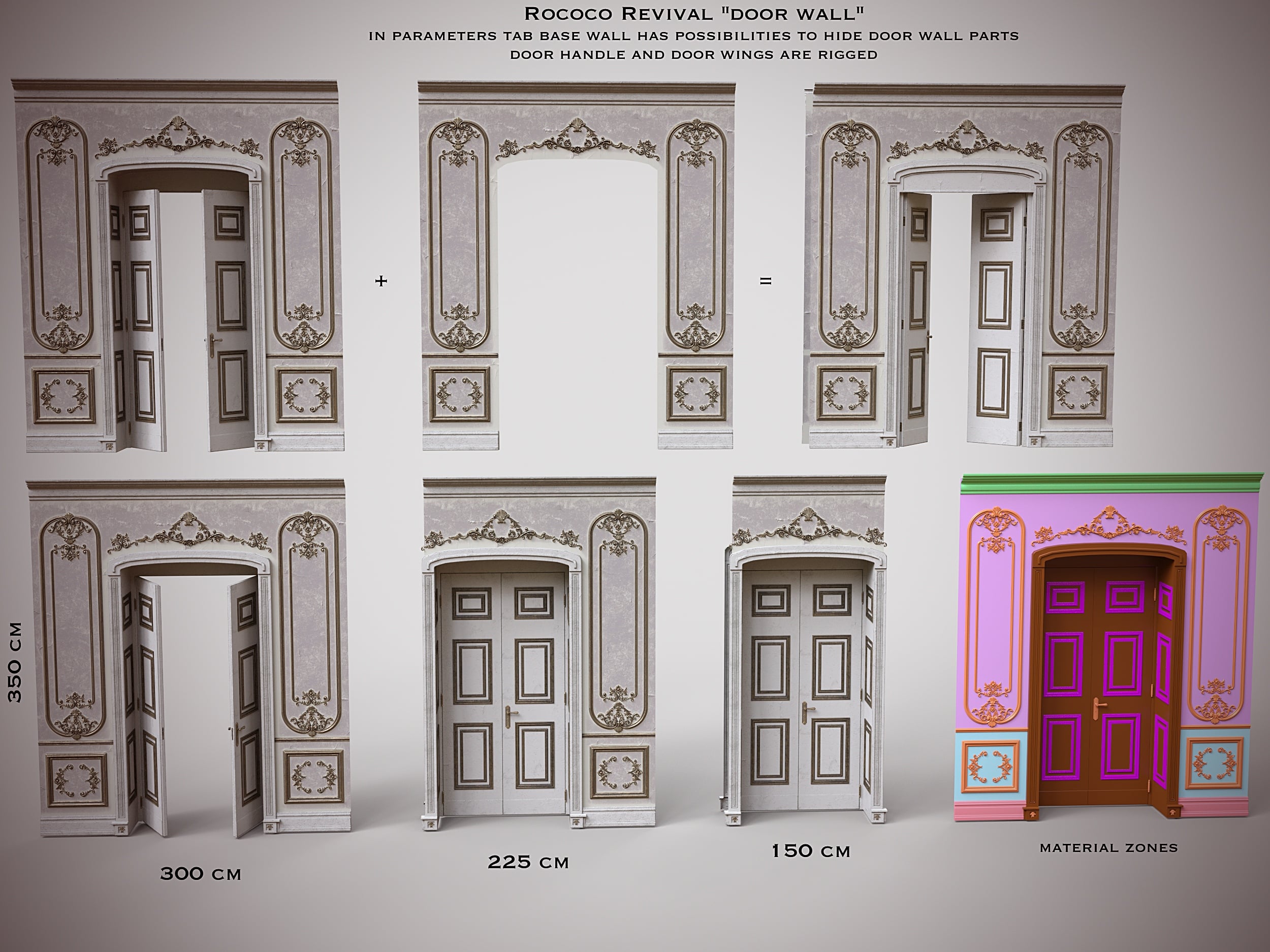 Rococo Revival Walls Vignette Kit | Daz 3D