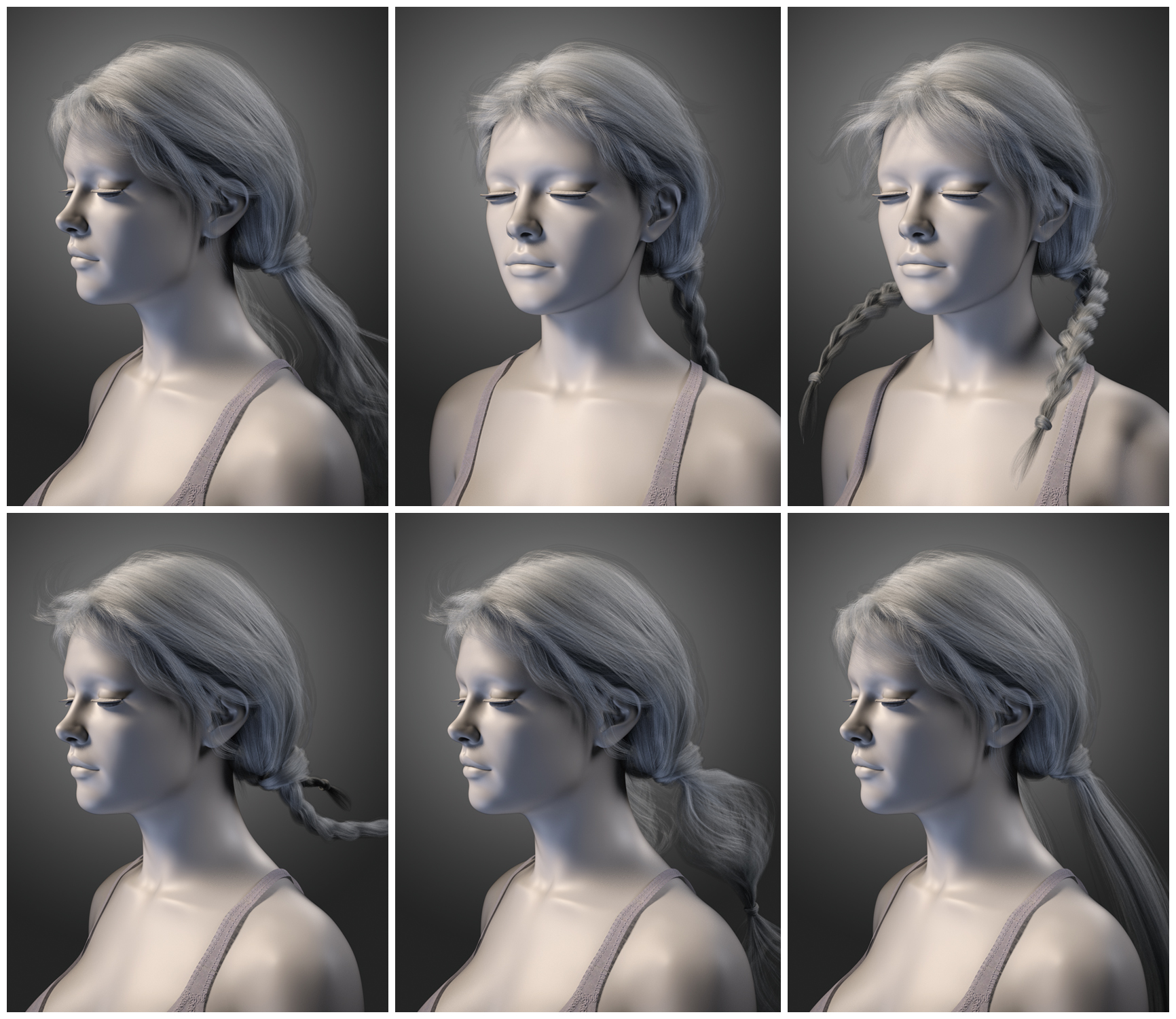 FE Double Ponytail Hair for Genesis 9 | Daz 3D