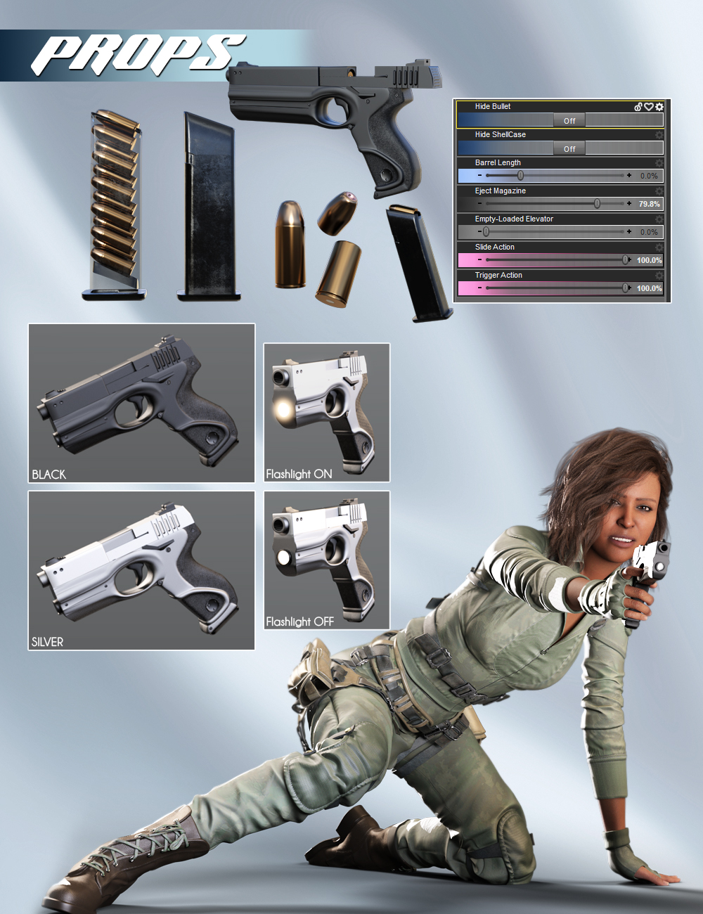 Gun 'N Poses for Genesis 9 | Daz 3D