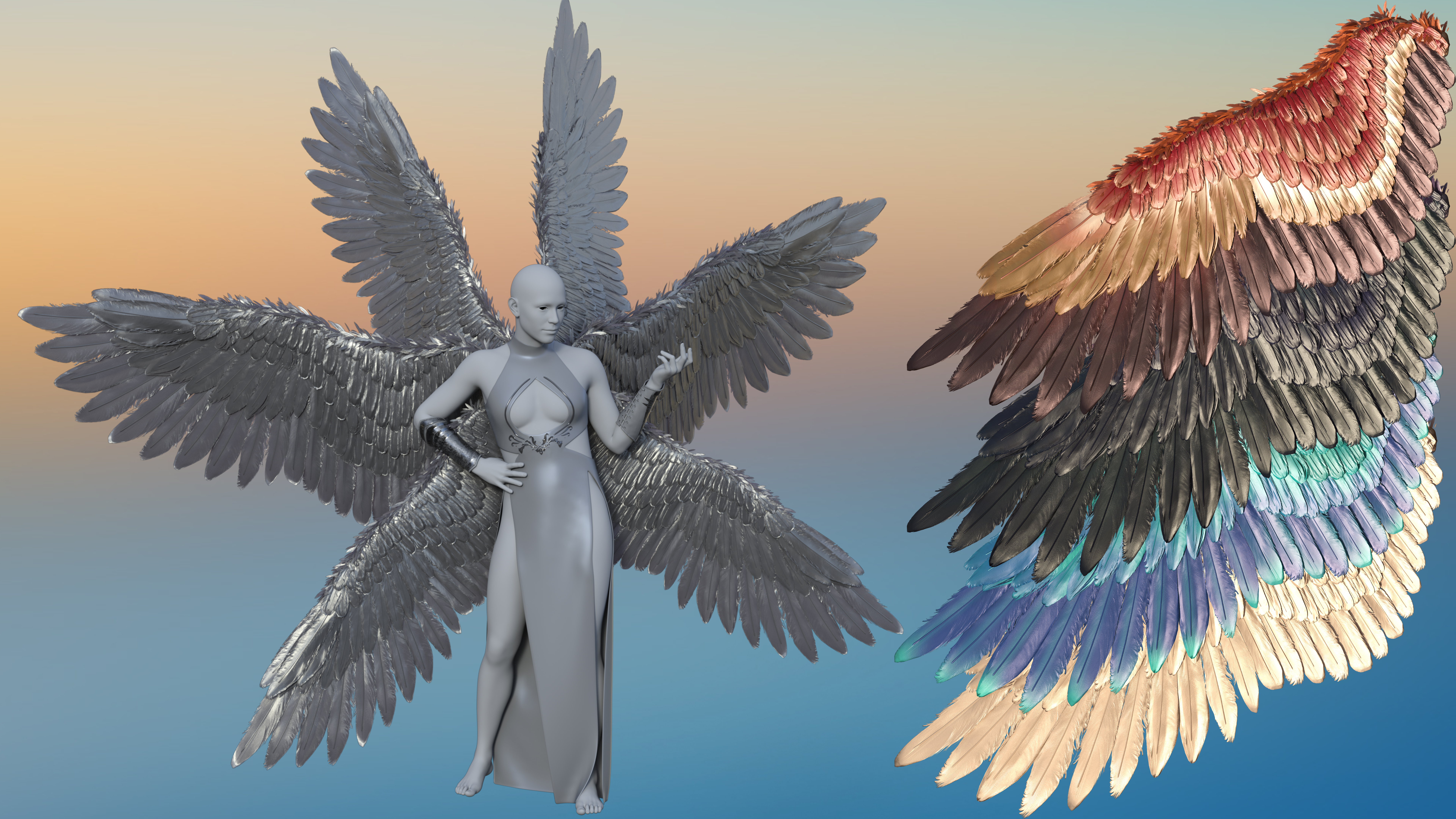 Celestial Angel Wearables and Wings Mega Set for Genesis 9 | Daz 3D