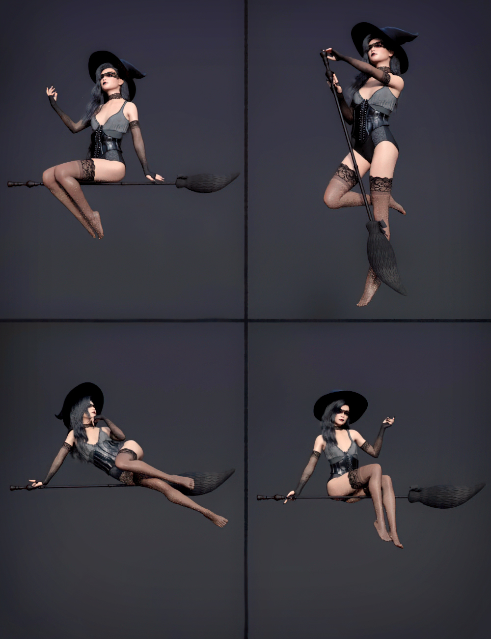 KuJ Witch Wing Poses for Genesis 9 and 8 Female | Daz 3D