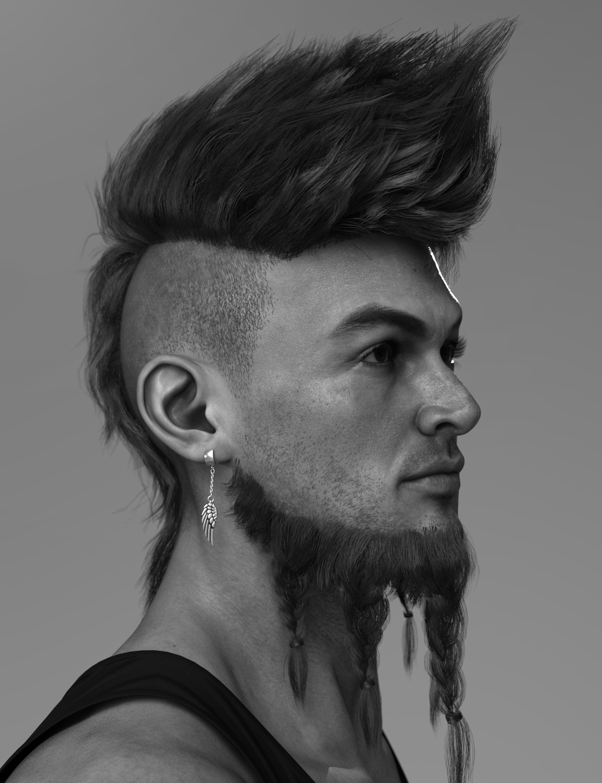 HS Wildfire Mohawk and Beard For Genesis 9, 8, and 8.1 Males | Daz 3D