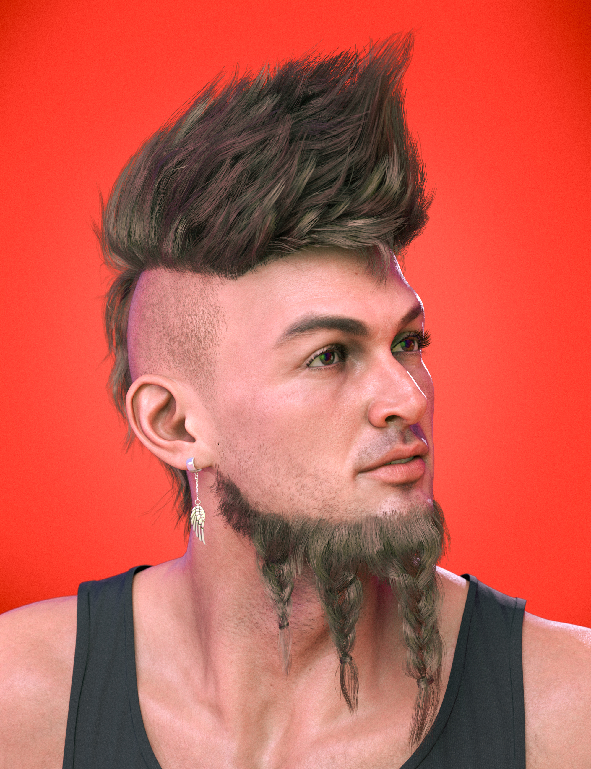 HS Wildfire Mohawk and Beard For Genesis 9, 8, and 8.1 Males | Daz 3D