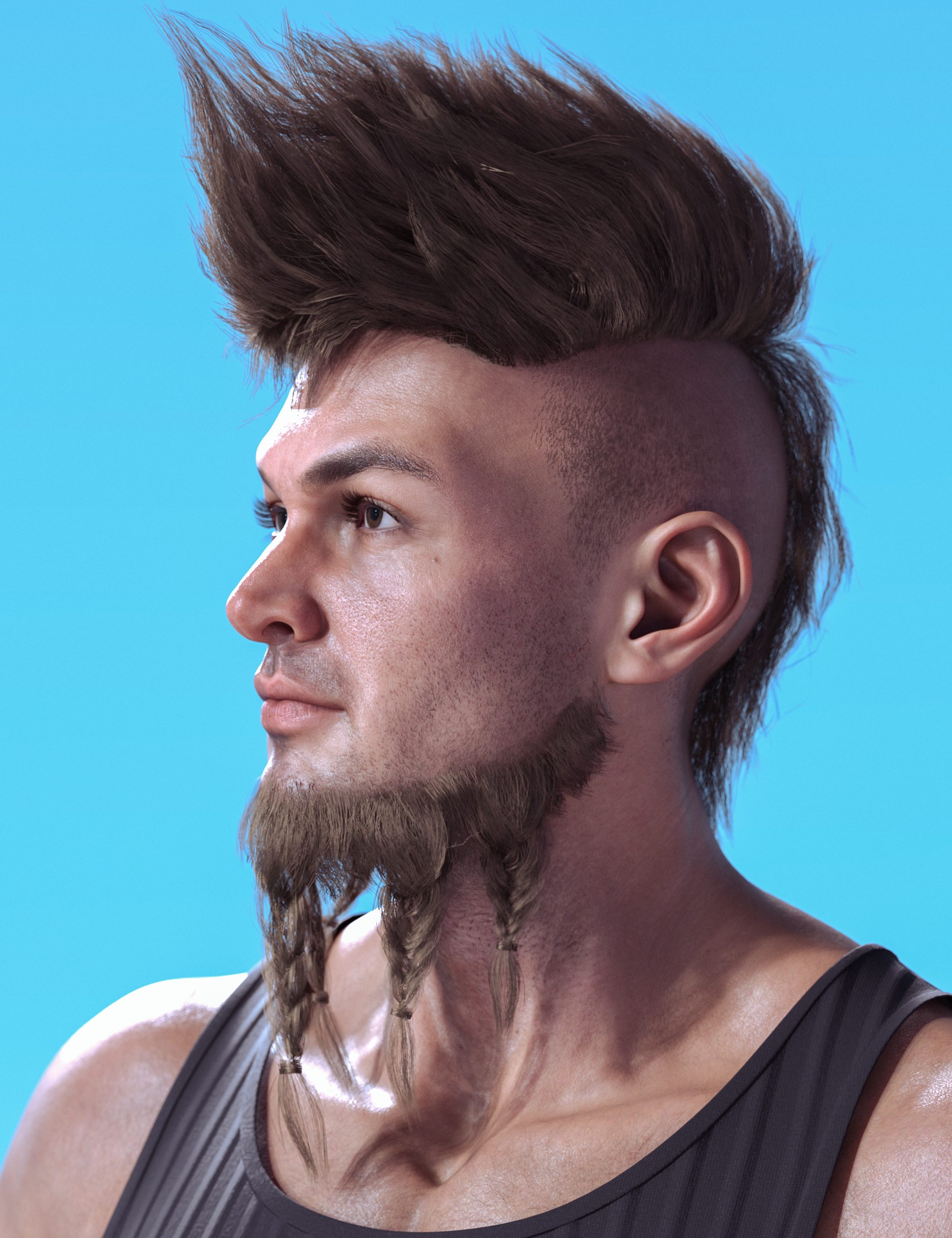 HS Wildfire Mohawk and Beard For Genesis 9, 8, and 8.1 Males | Daz 3D