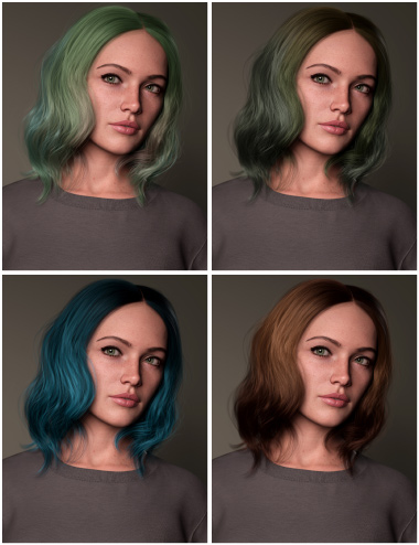 Medium Long Curly Style Hair Color Expansion | Daz 3D