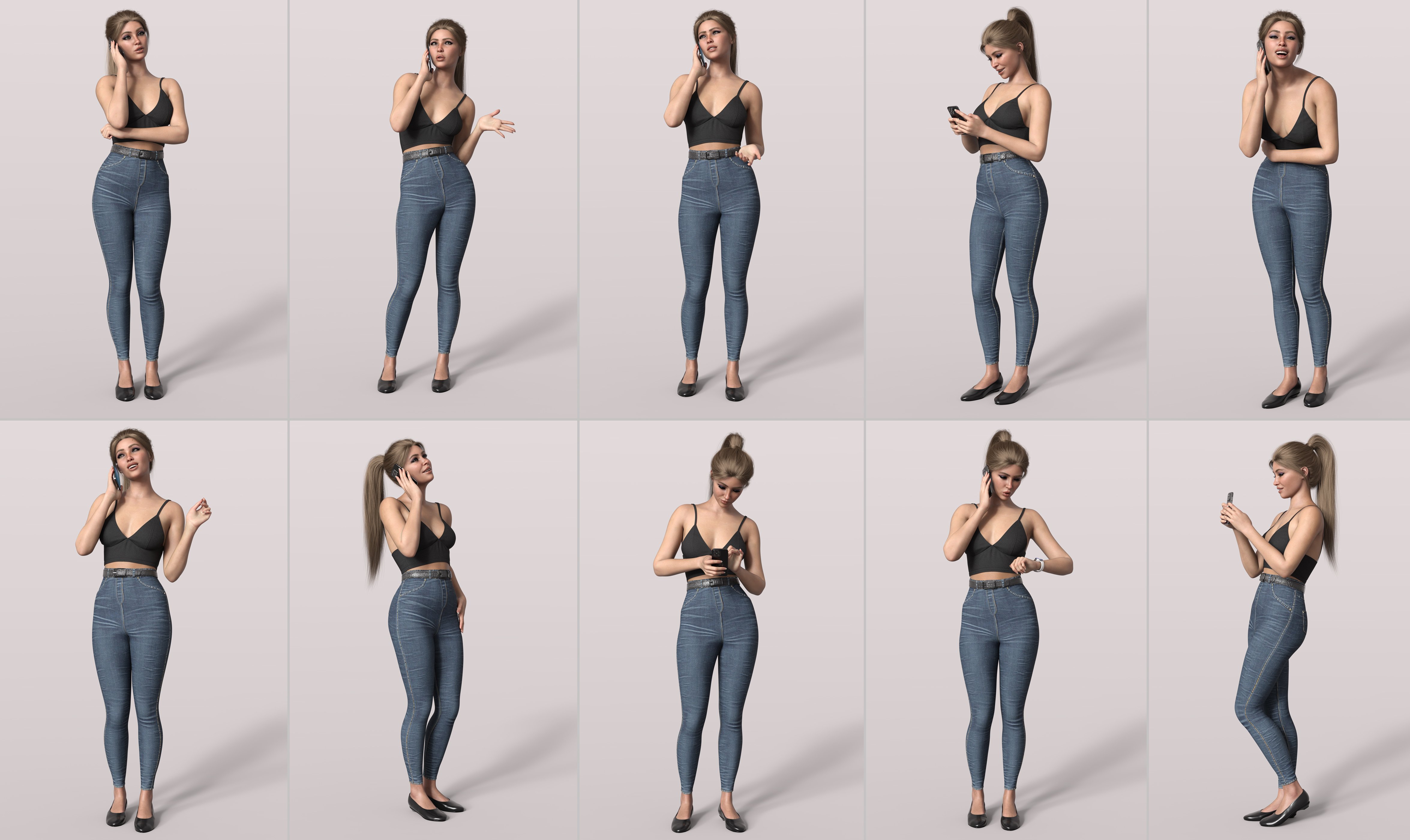Z Everyday Smartphone Pose Mega Set for Genesis 9 and Genesis 8 Female ...