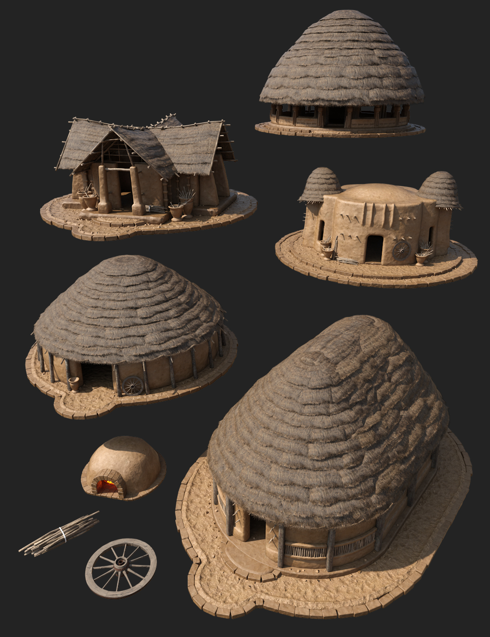 Ancient Huts 2 | Daz 3D