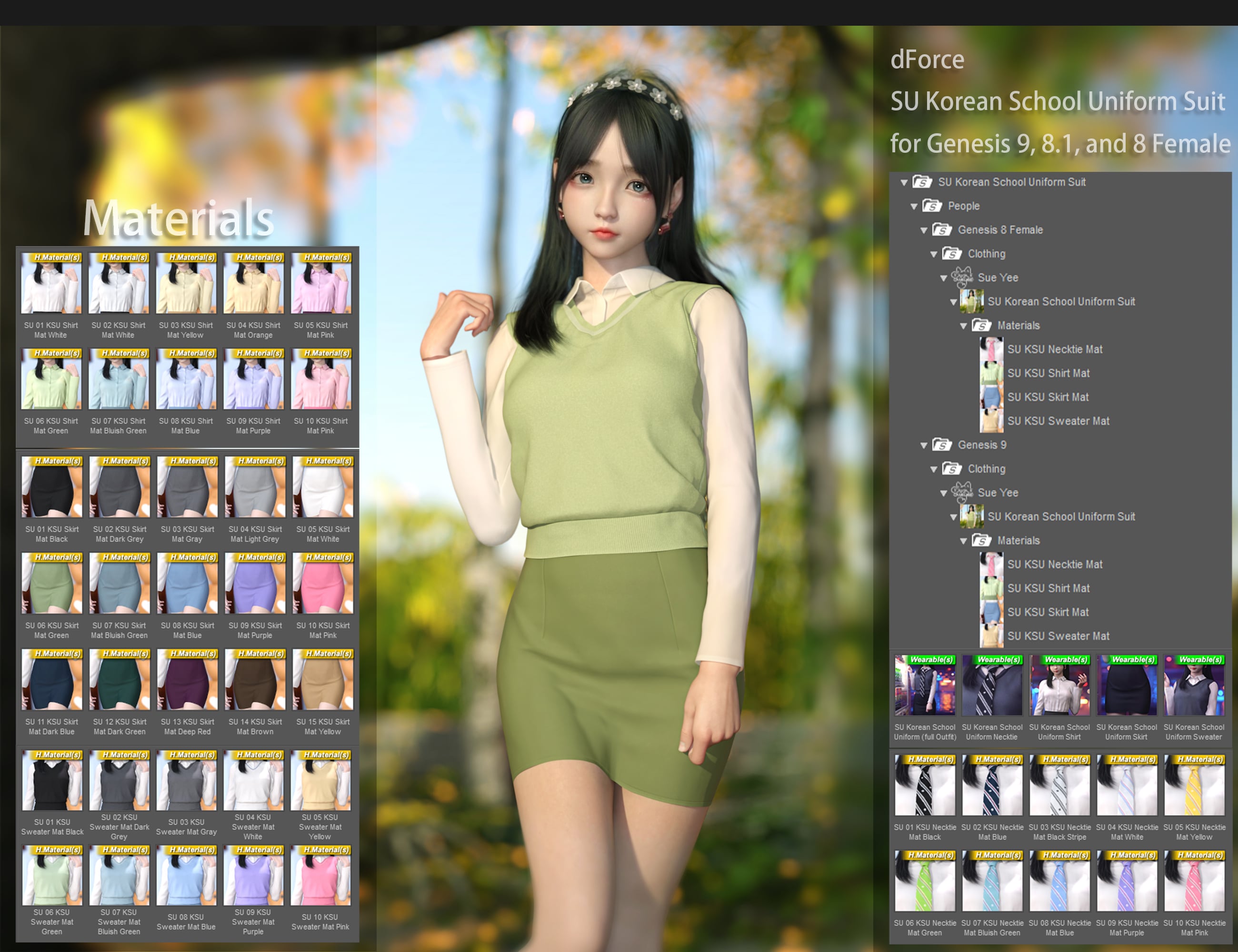 dForce SU JK School Uniform Suit for Genesis 9, 8.1, and 8 Female | Daz 3D