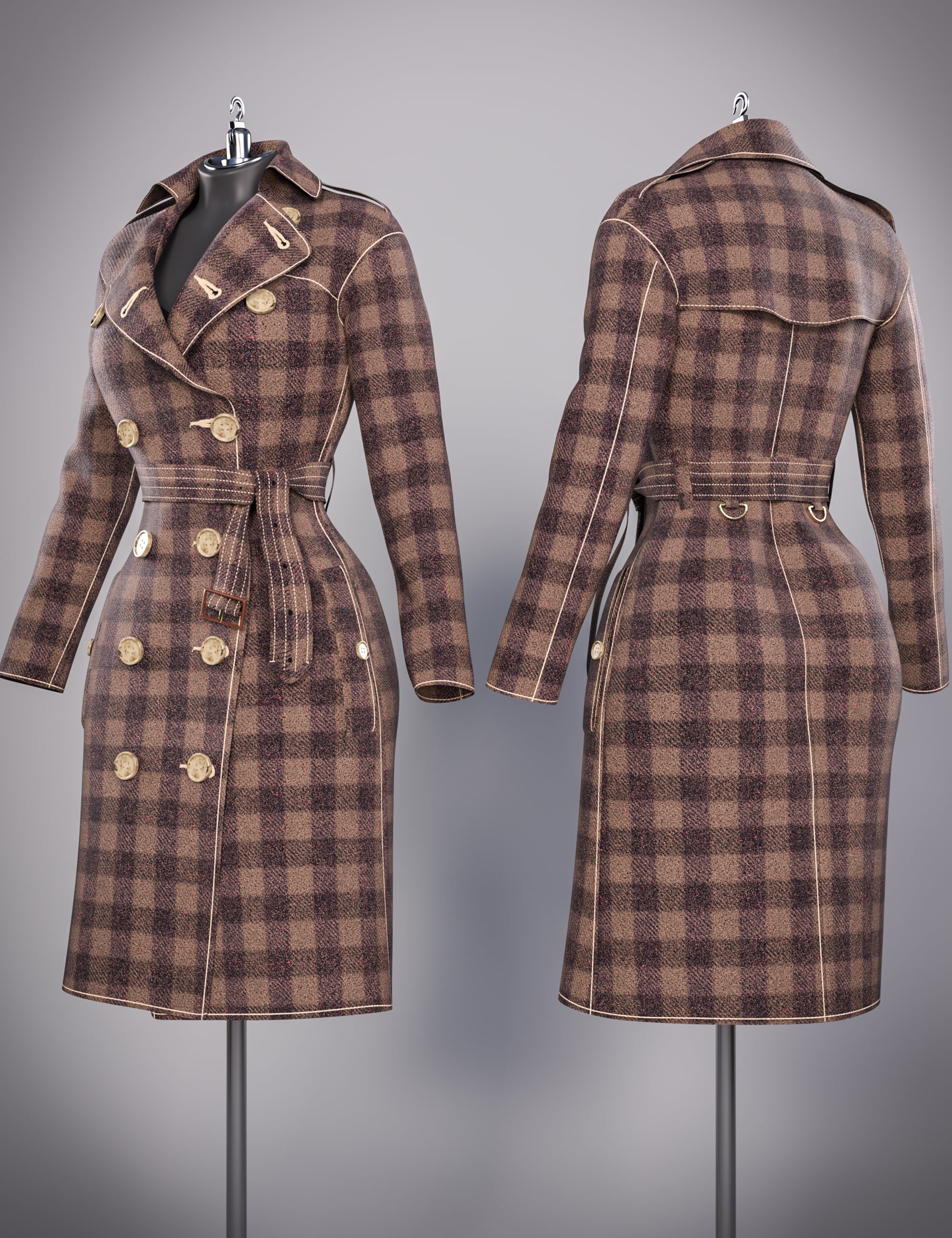 dForce Winter Trench Coat Outfit for Genesis 9, 8, and 8.1 Female | Daz 3D
