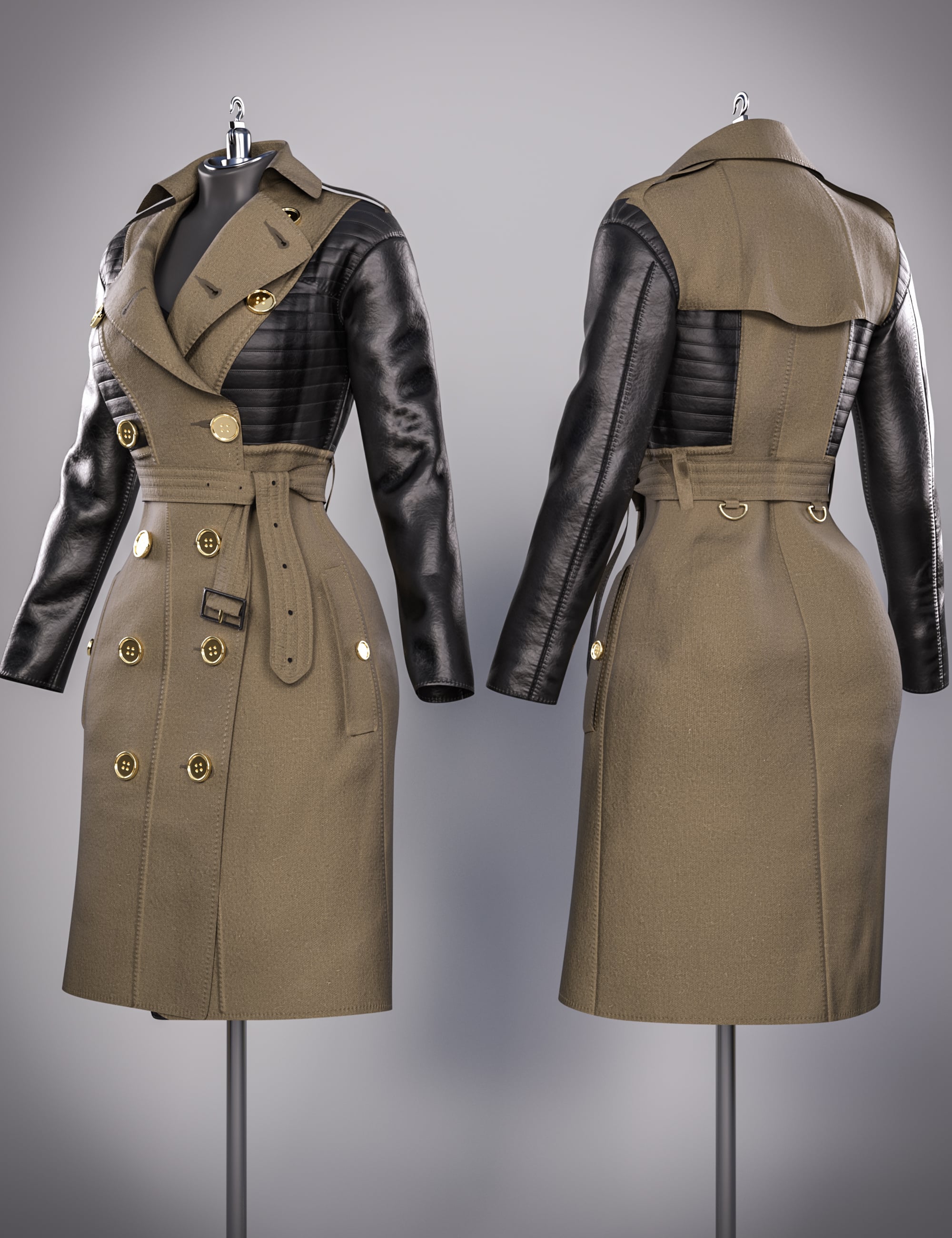 dForce Winter Trench Coat Outfit for Genesis 9, 8, and 8.1 Female | Daz 3D