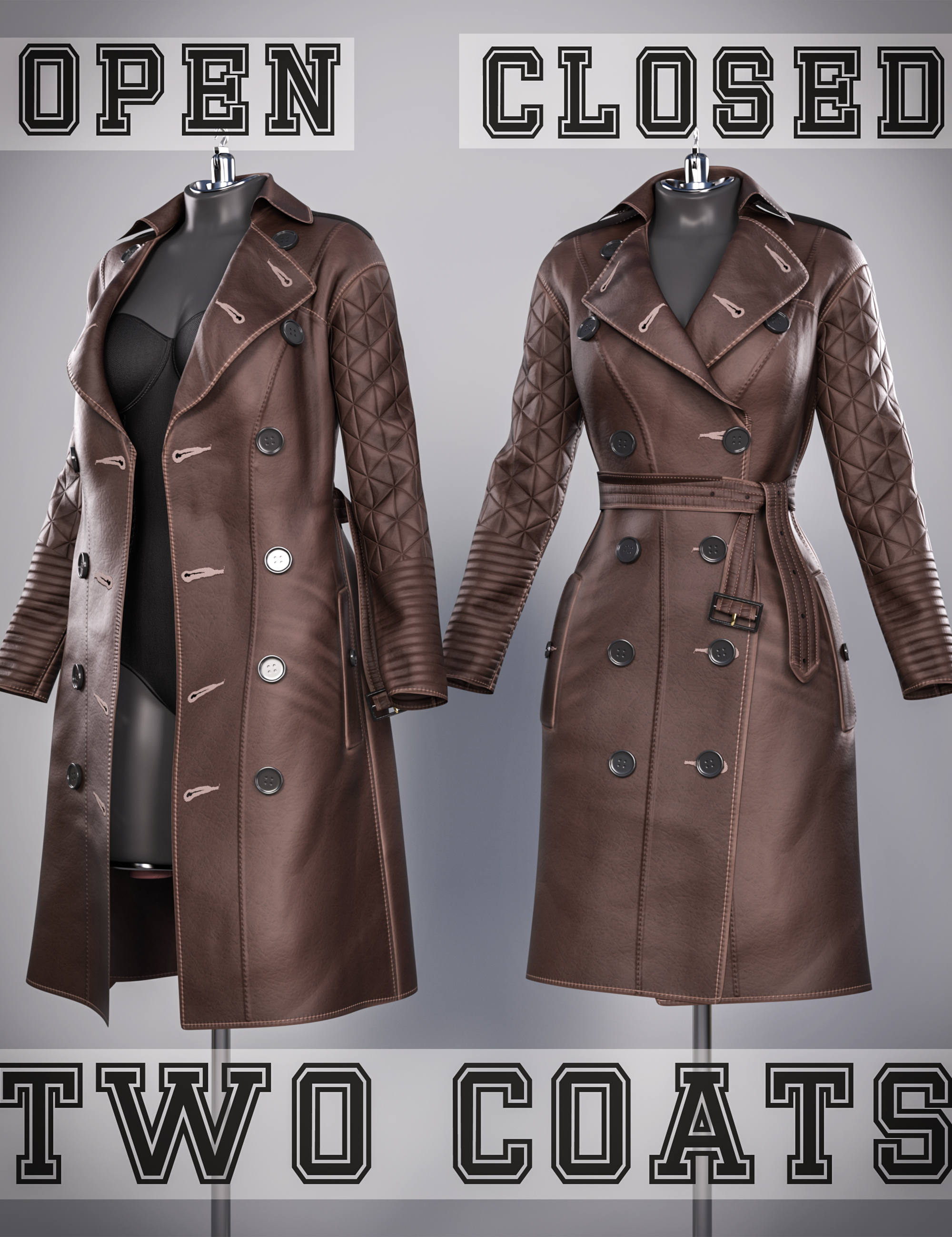 dForce Winter Trench Coat Outfit for Genesis 9, 8, and 8.1 Female | Daz 3D