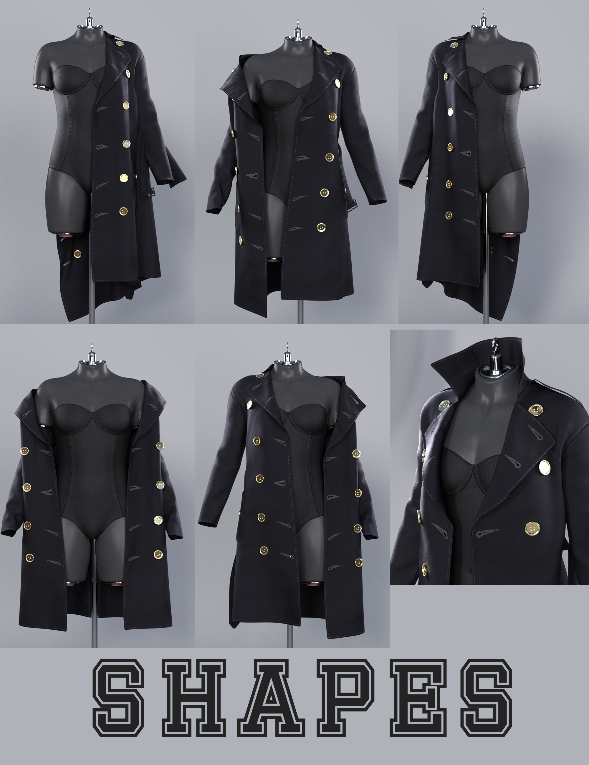 dForce Winter Trench Coat Outfit for Genesis 9, 8, and 8.1 Female | Daz 3D