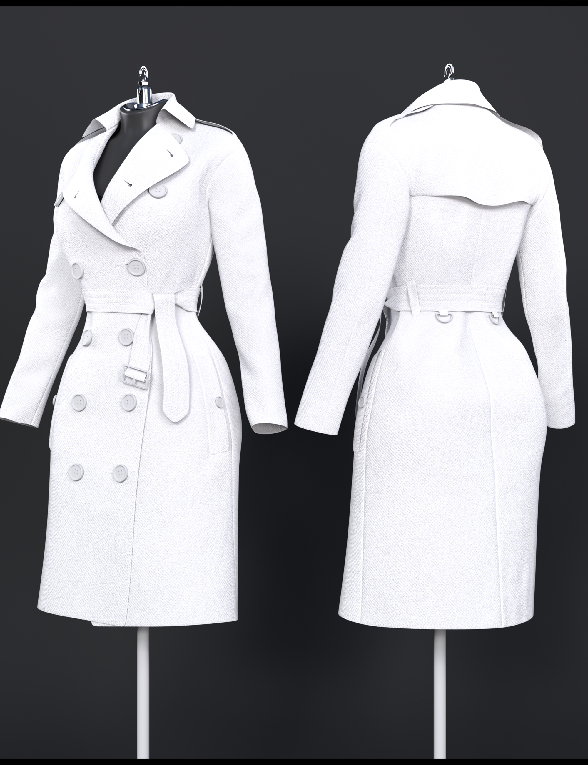 dForce Winter Trench Coat Outfit for Genesis 9, 8, and 8.1 Female | Daz 3D