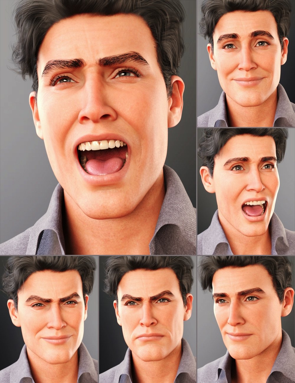 Stubborn Man Expressions for Stubborn Man HD | Daz 3D