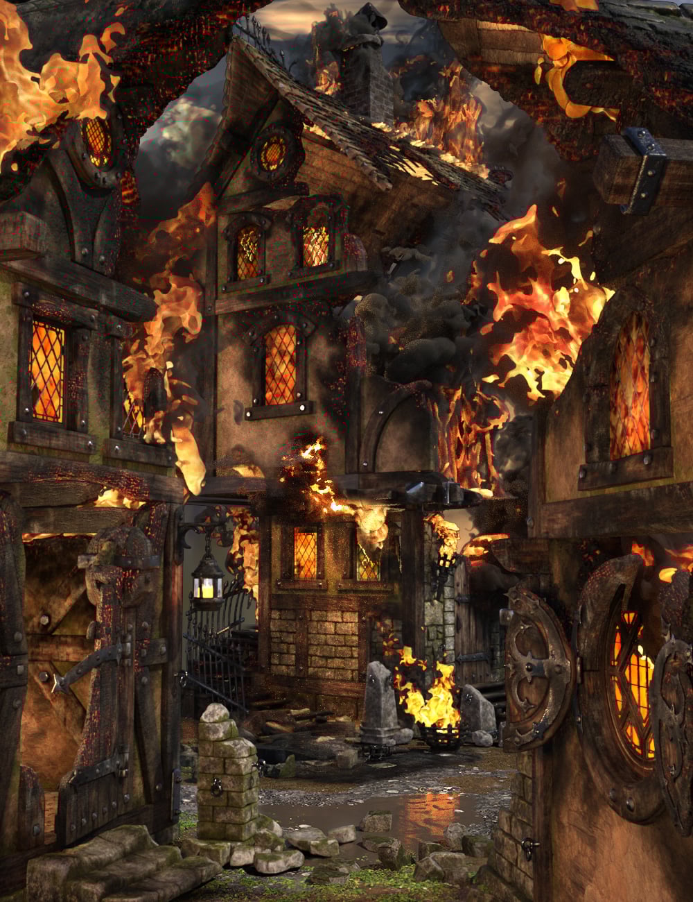 Medieval Village Destruction Kit | Daz 3D