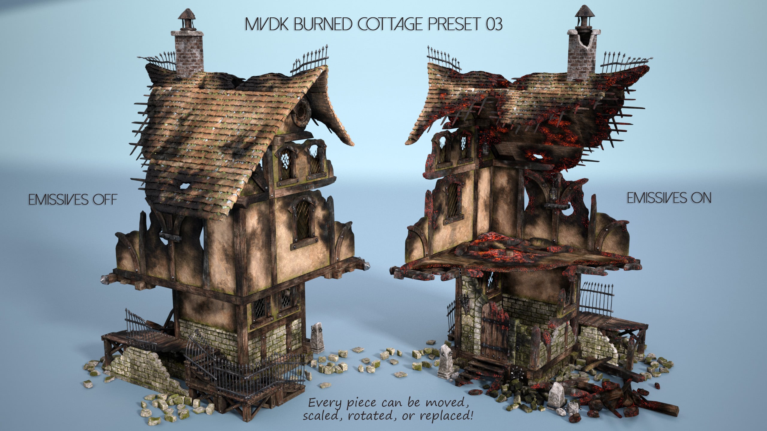 Medieval Village Destruction Kit | Daz 3D