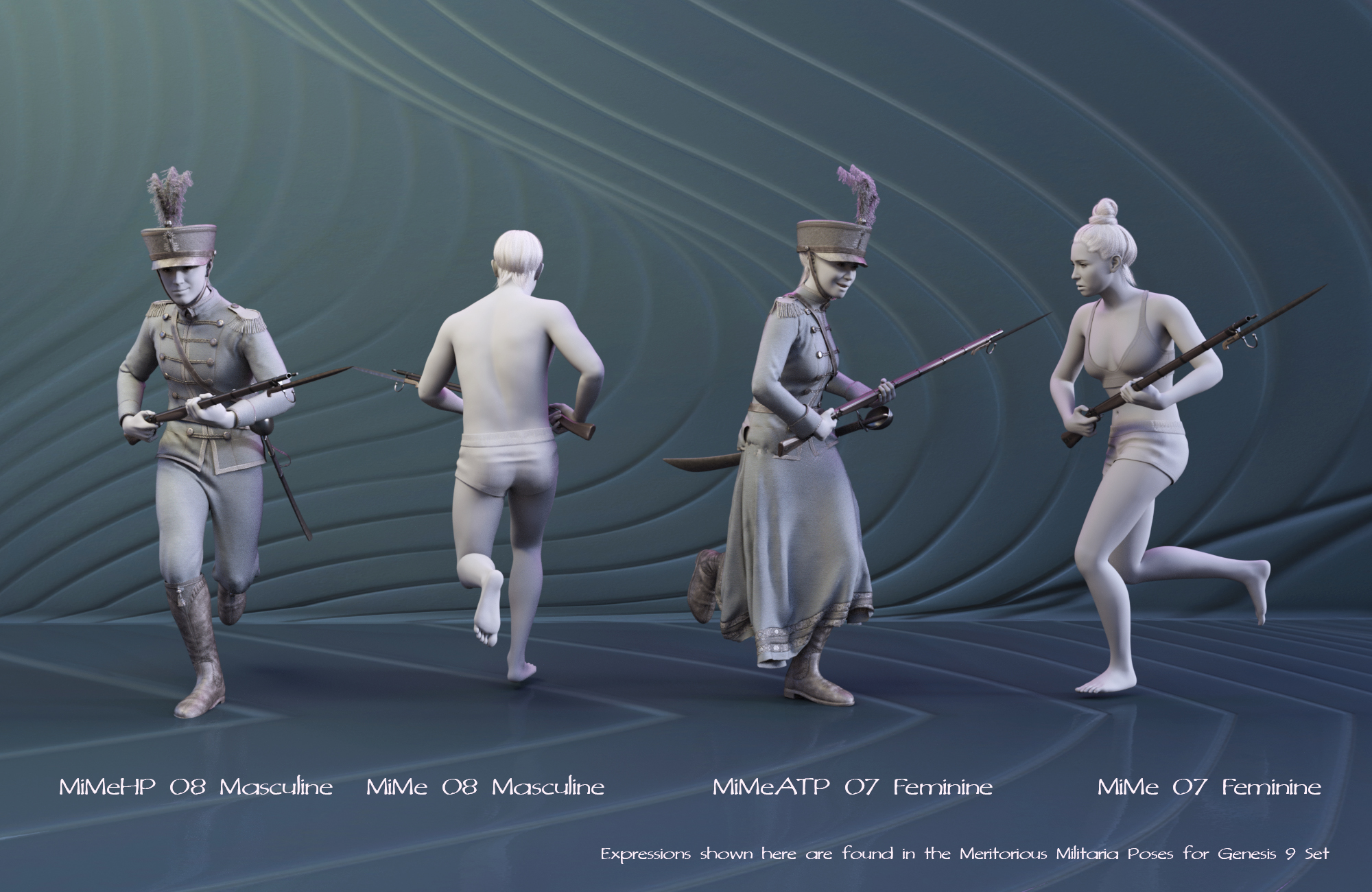 FF's Militaria Melee Poses for Genesis 9 | Daz 3D